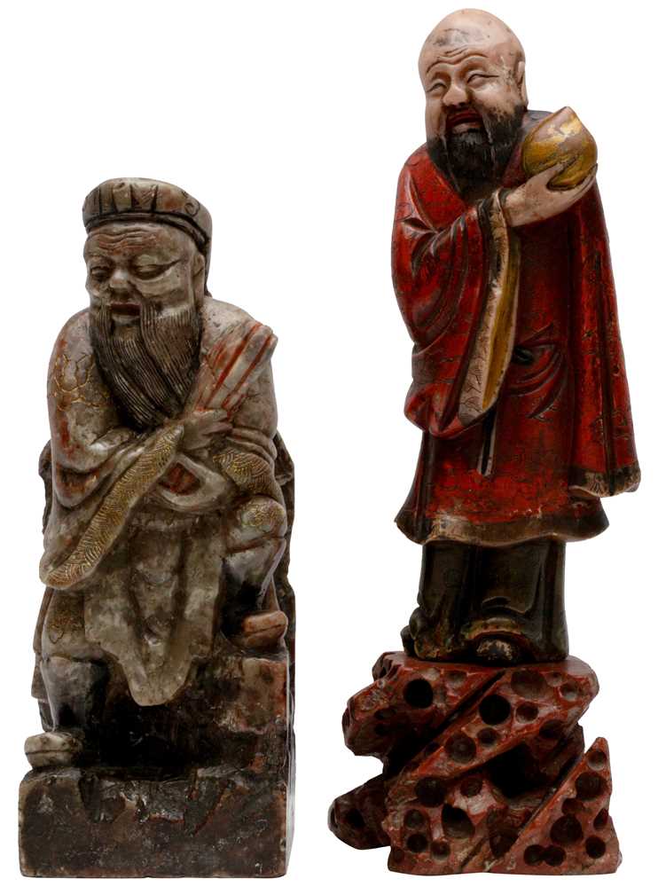 Lot 641 - TWO CHINESE SOAPSTONE FIGURES