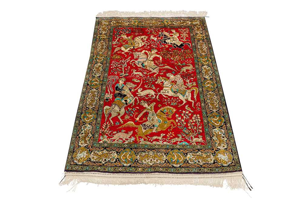 Lot 70 - A VERY FINE SILK QUM RUG, CENTRAL PERSIA