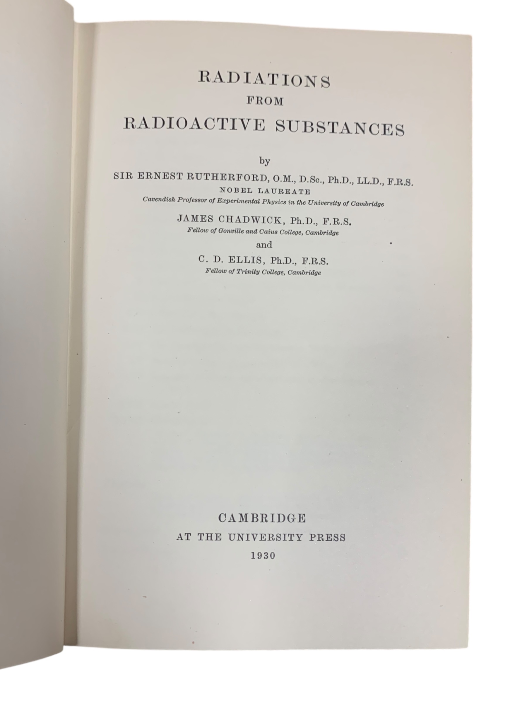 Lot 73 - Science: Rutherford (Ernest), Chadwick