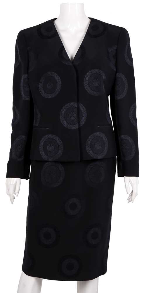 Lot 642 - Louis Feraud Navy Wool Skirt Suit - Size 44