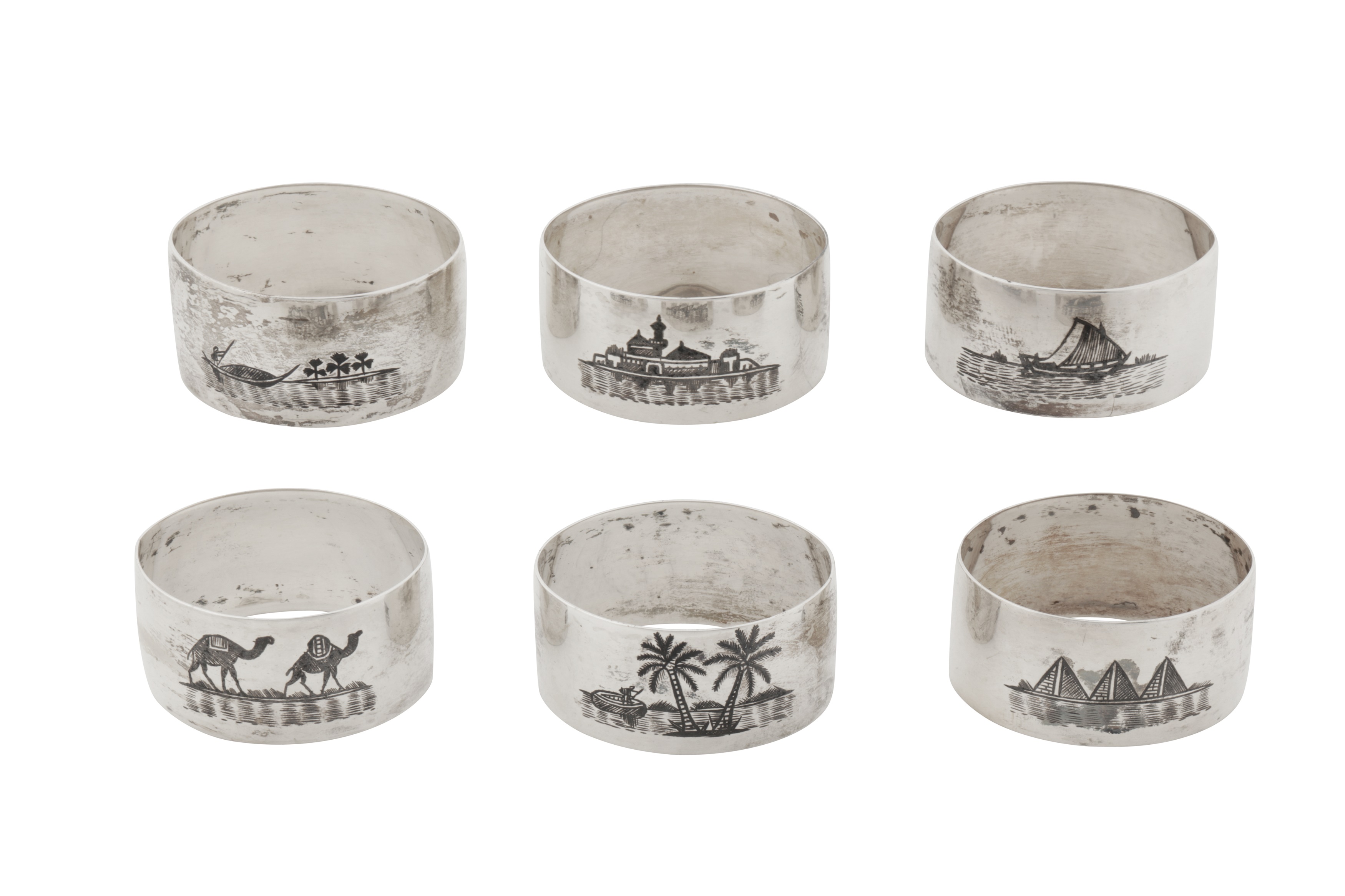 Lot 232 - A set of six mid-20th century Iraqi silver