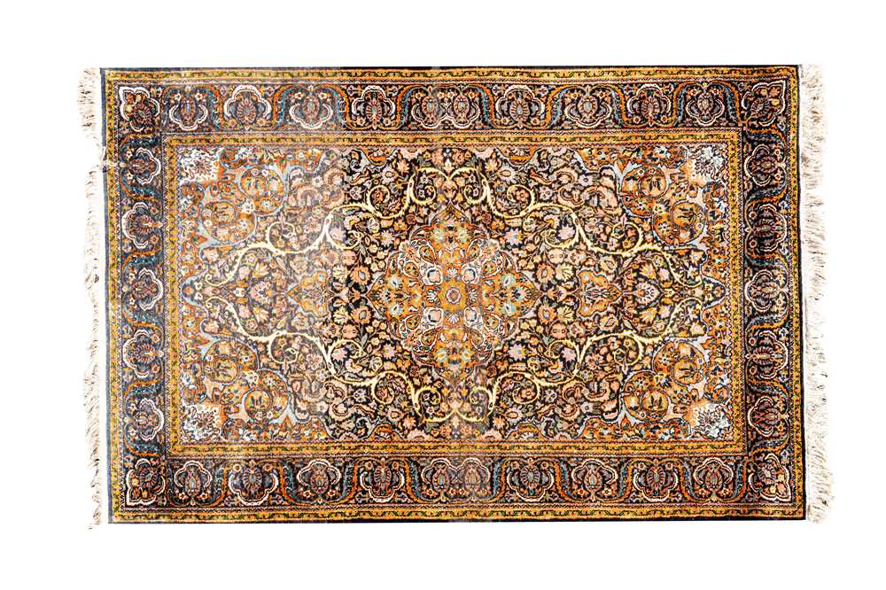 Lot 446 - A VERY FINE SILK KASHMIR RUG, NORTH INDIA