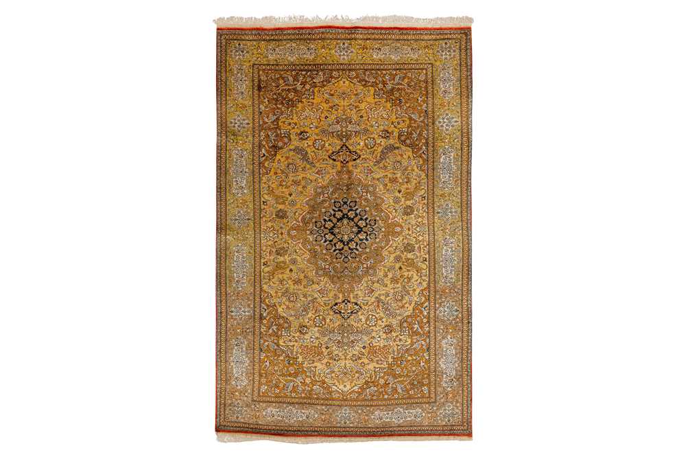 Lot 24 - A VERY FINE SILK QUM RUG, CENTRAL PERSIA