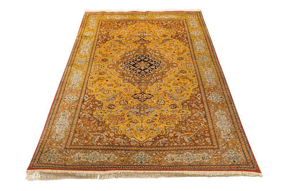 Lot 24 - A VERY FINE SILK QUM RUG, CENTRAL PERSIA