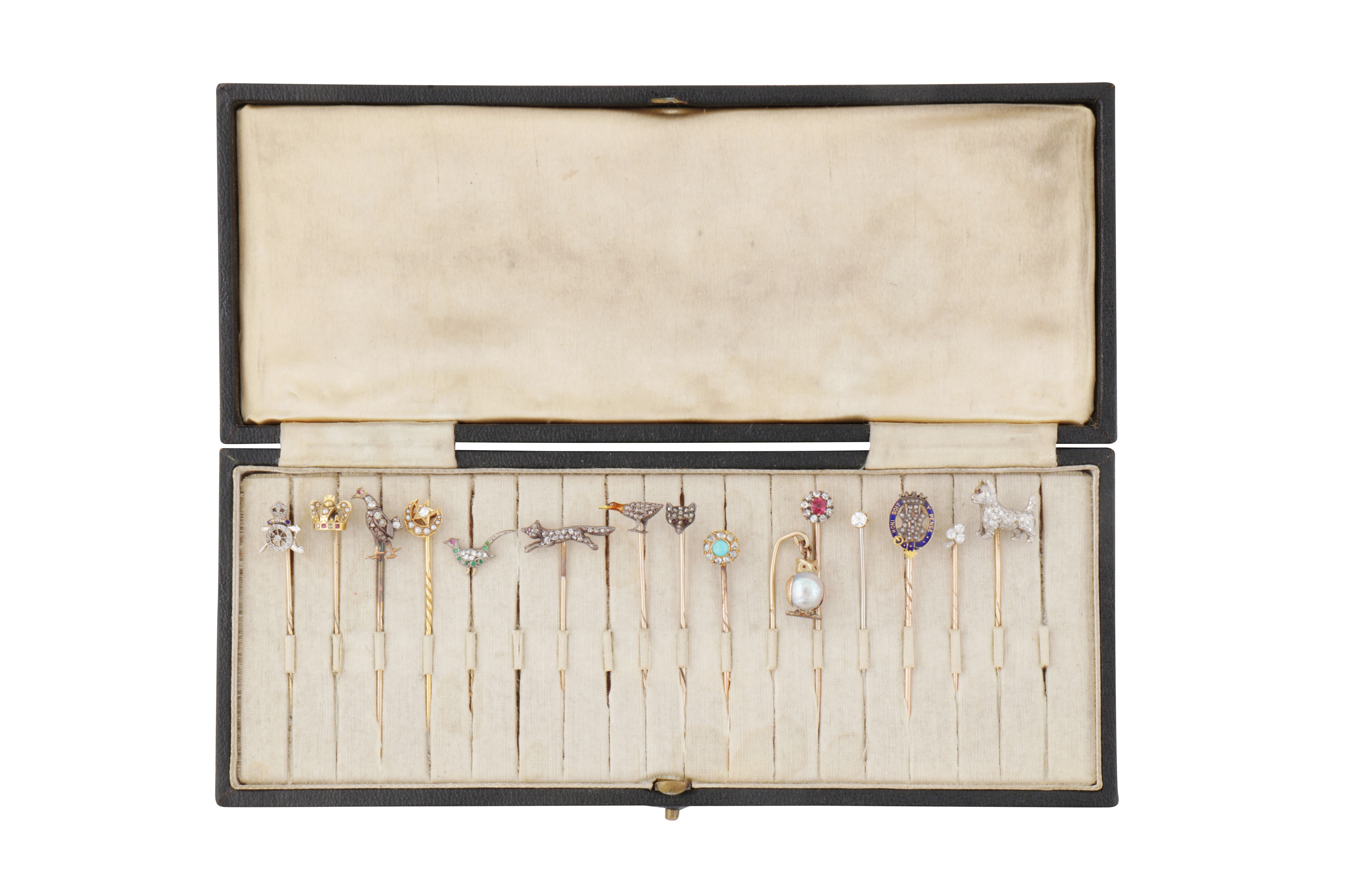 Lot 13 - A COLLECTION OF FIFTEEN STICK PINS