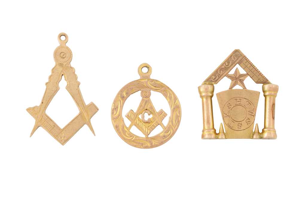Lot 116 - THREE MASONIC FOBS / CHARMS