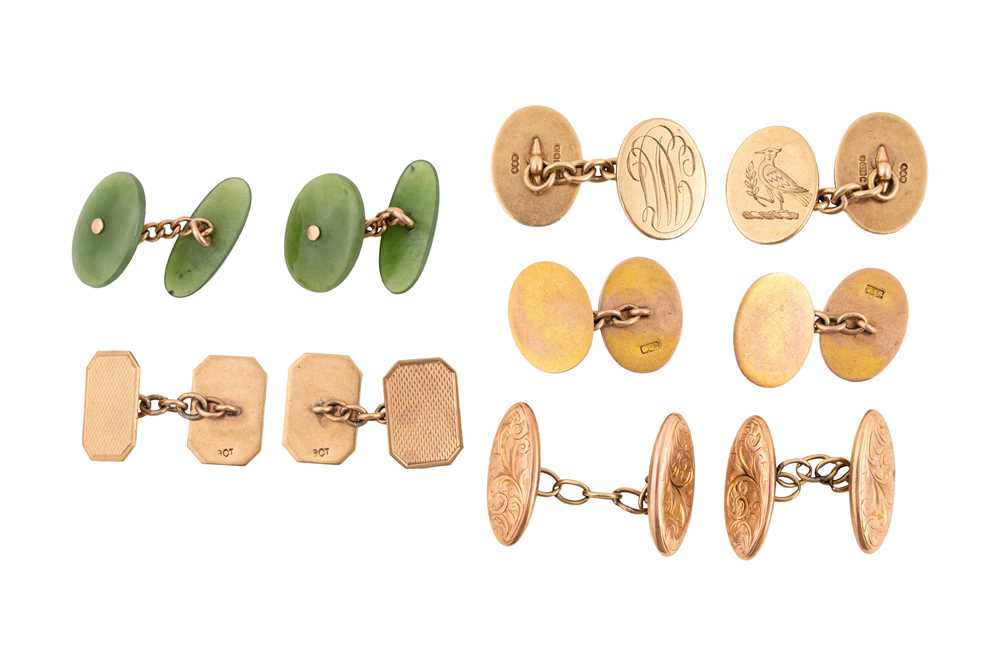 Lot 312 - FIVE PAIRS OF DOUBLE-SIDE CHAIN CUFFLINKS