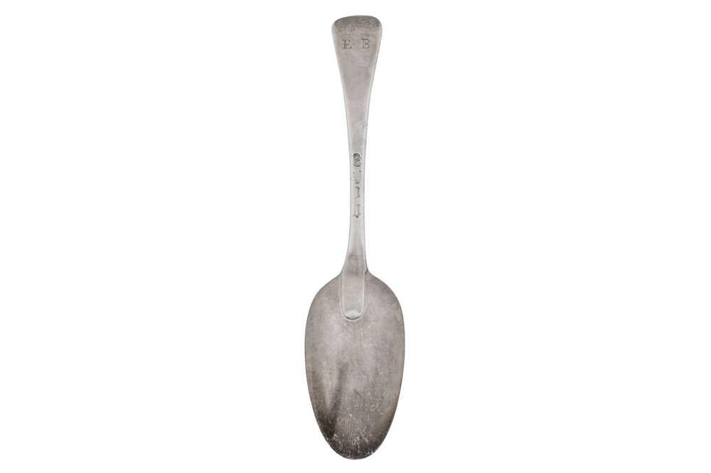 Lot 447 - A heavy George II sterling silver tablespoon,