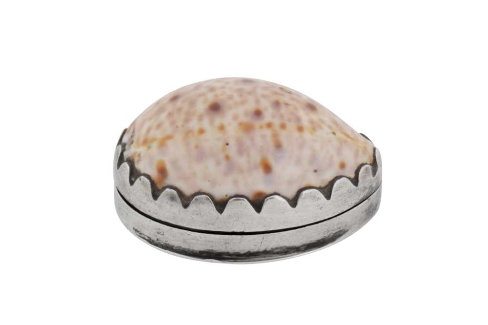 Lot 30 - A George III sterling silver mounted cowrie
