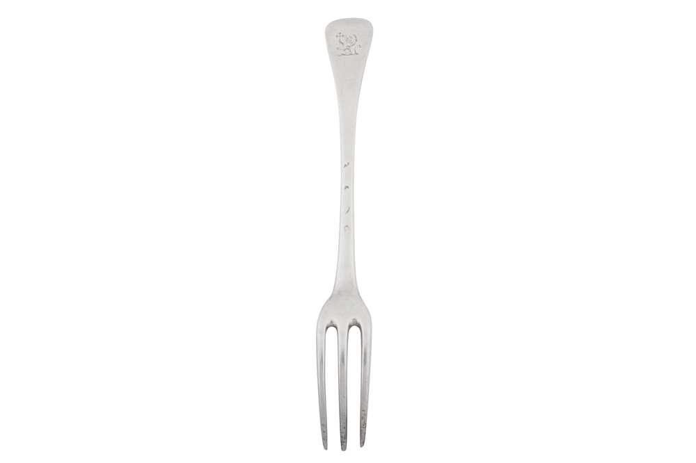 Lot 434 - A Queen Anne silver table fork, London circa
