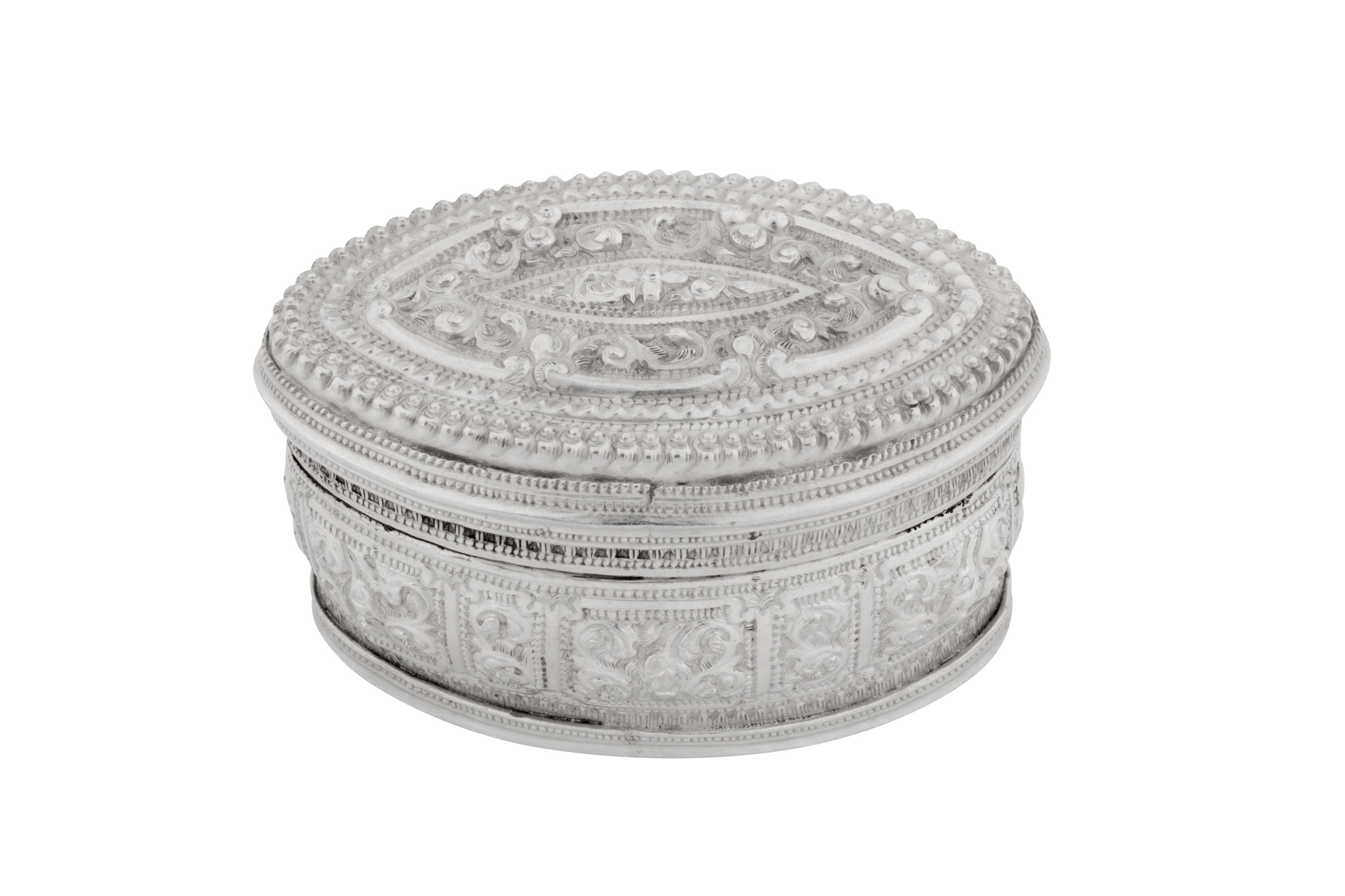 Lot 175 - A mid-20th century Burmese silver lime box,