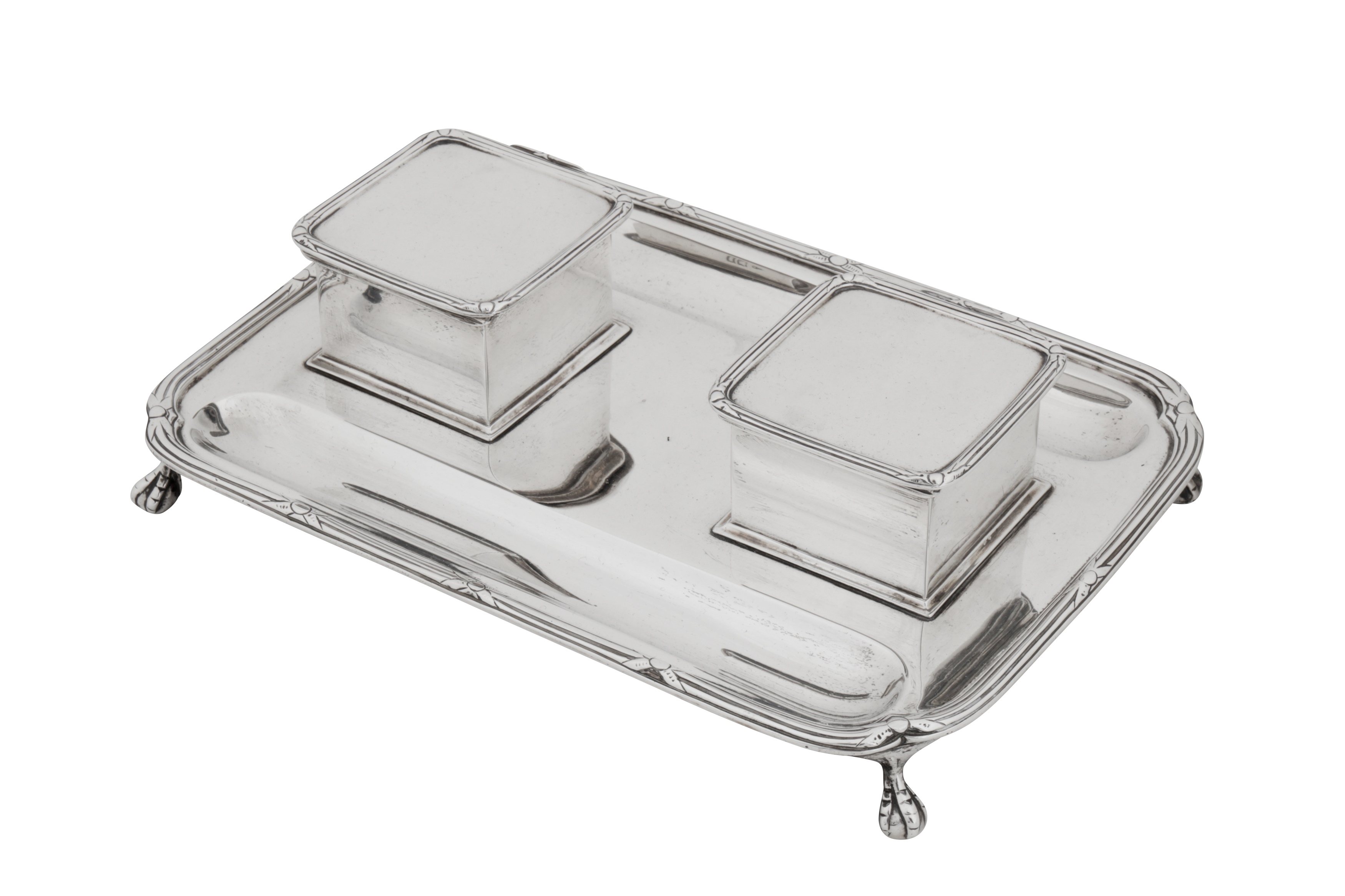 Lot 393 - A George V sterling silver inkstand, London