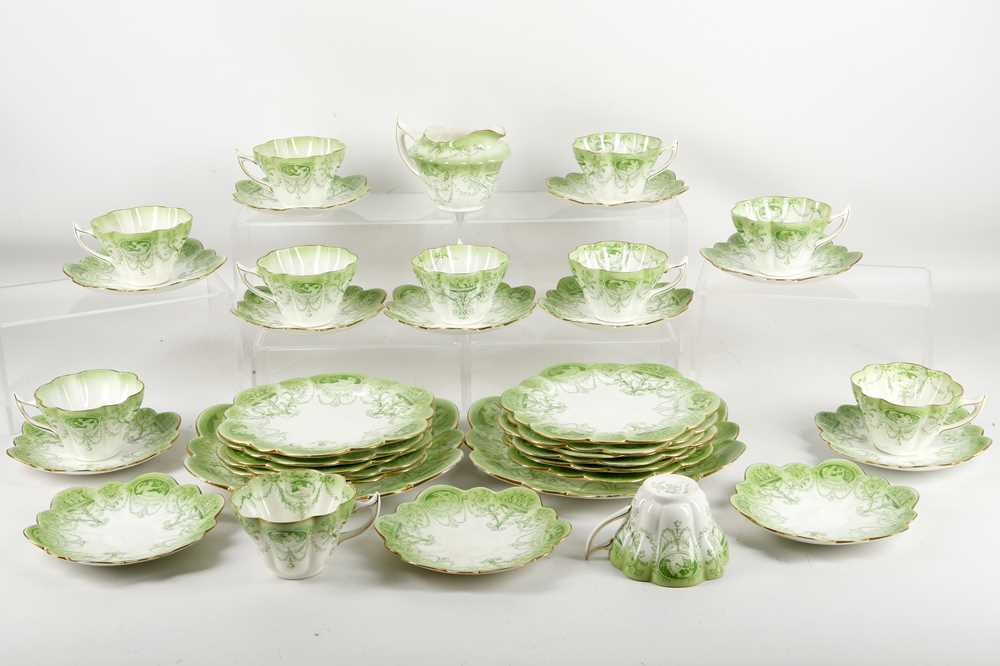 Lot 526 - Foley Edwardian tea ware, fluted rim cups,