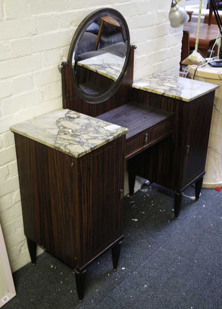 Lot 609 - AN ART DECO DRESSING TABLE, with circular