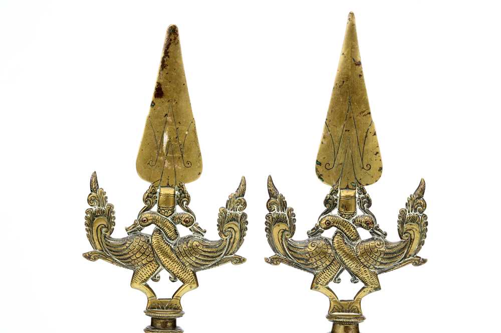 Lot 140 - TWO FINE SRI LANKAN BRASS CEREMONIAL SPEAR