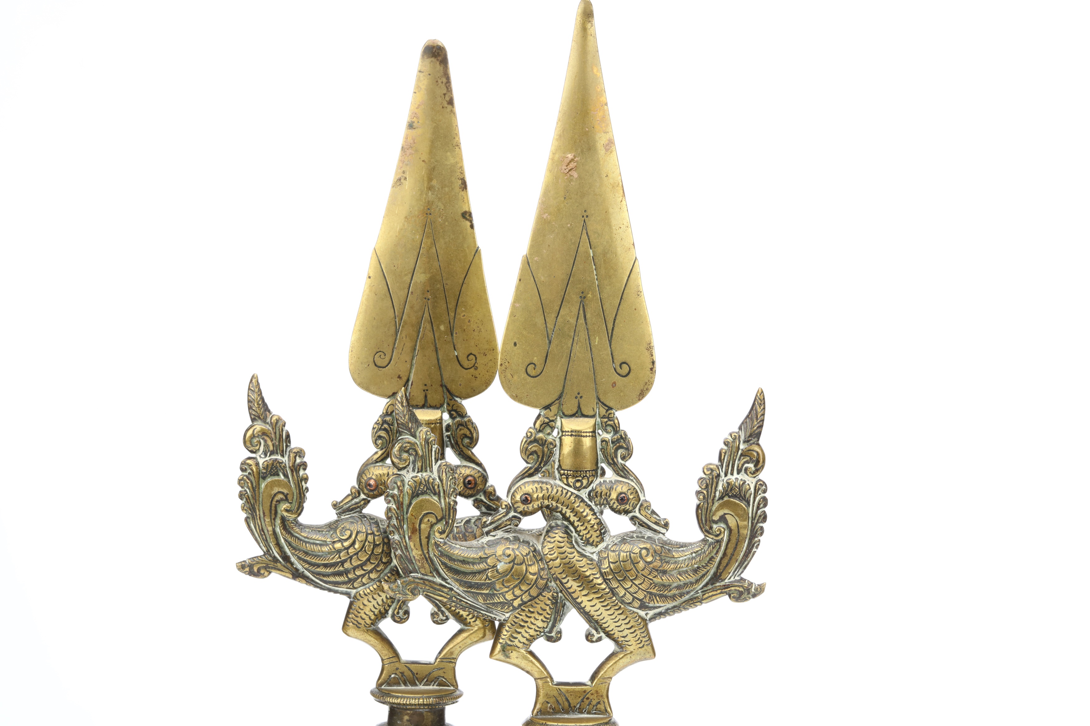 Lot 140 - TWO FINE SRI LANKAN BRASS CEREMONIAL SPEAR