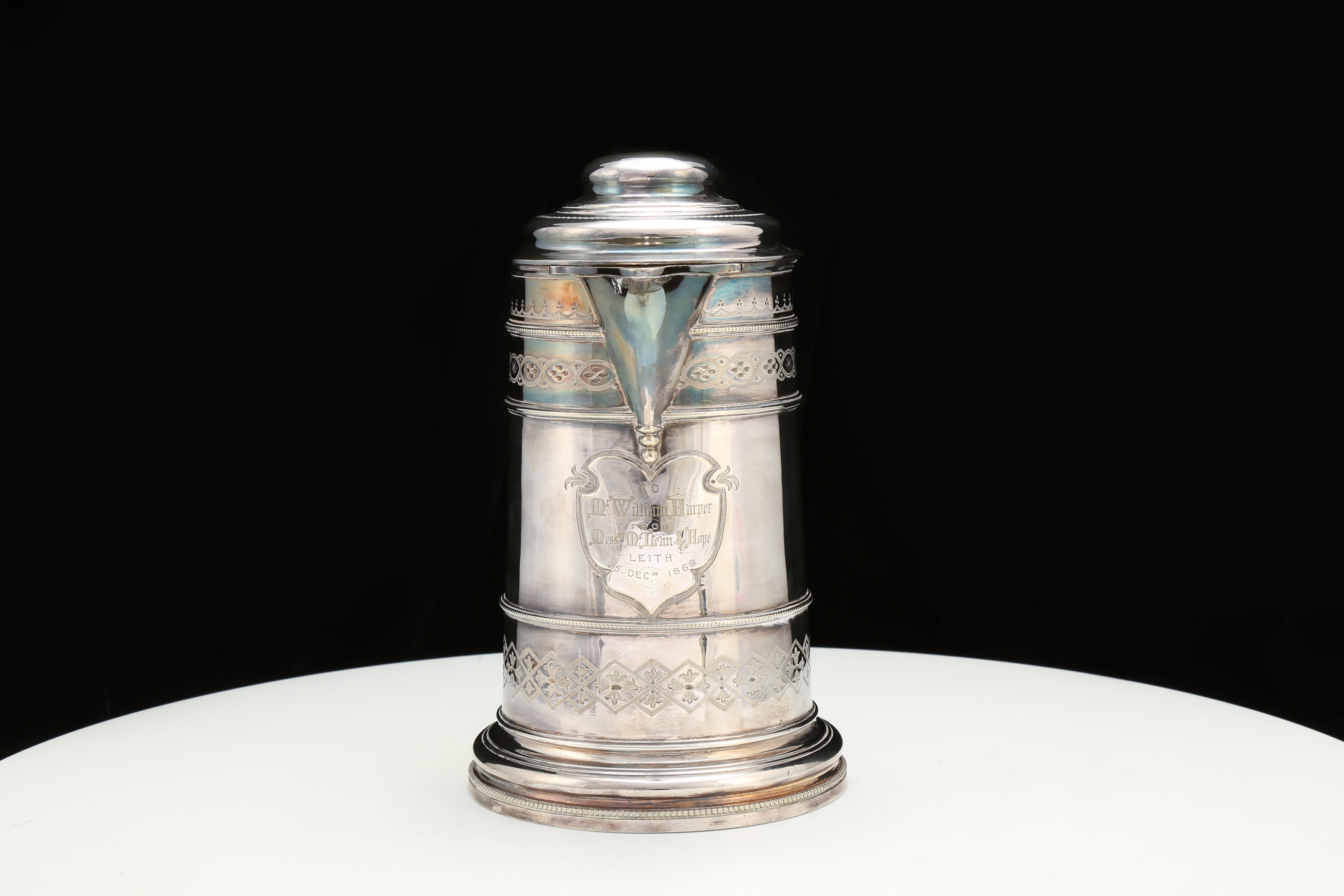 Lot 301 - A Victorian antique silver plate flagon,