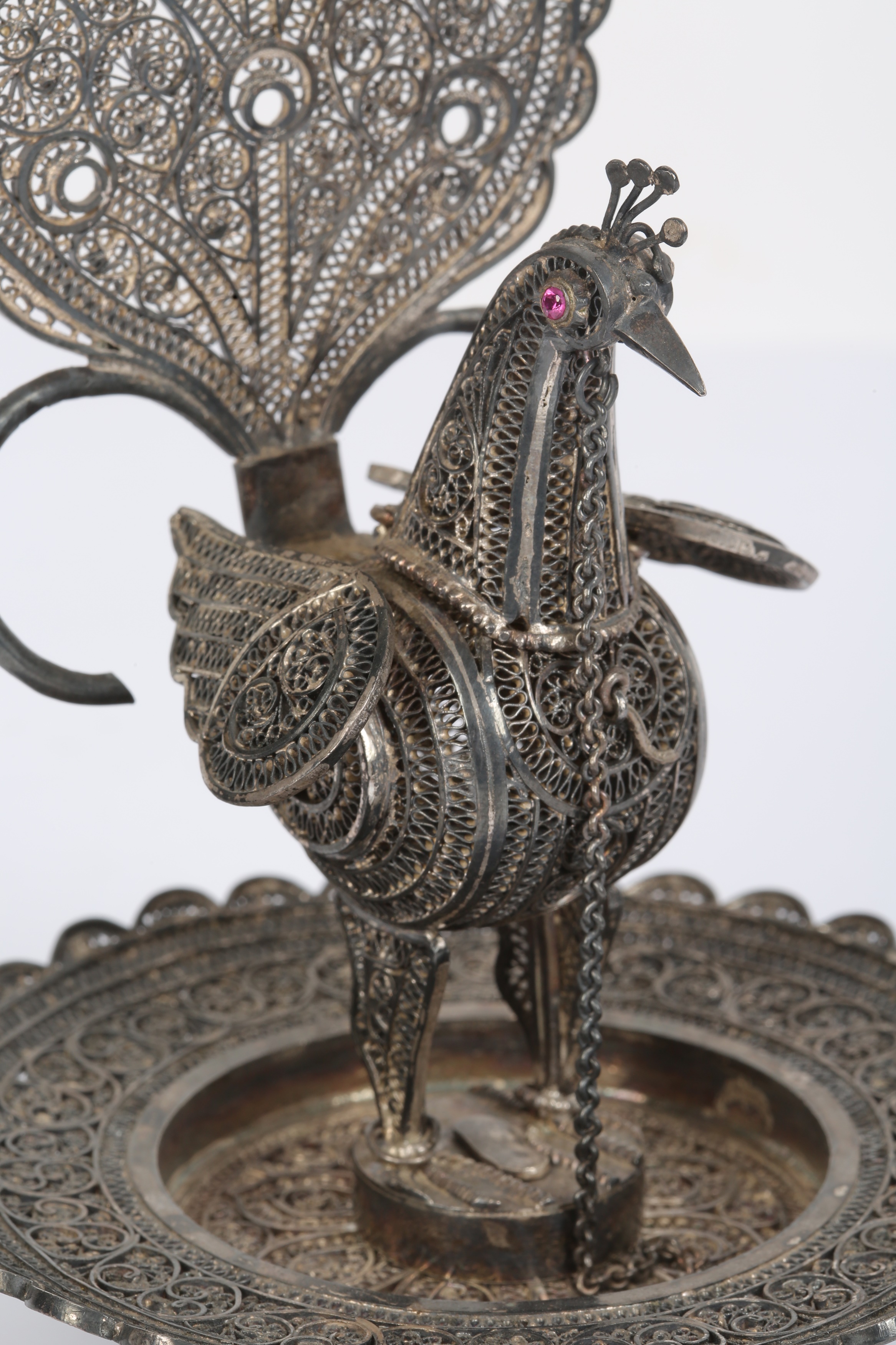 Lot 229 - AN INDIAN SILVER FILIGREE INCENSE CONTAINER