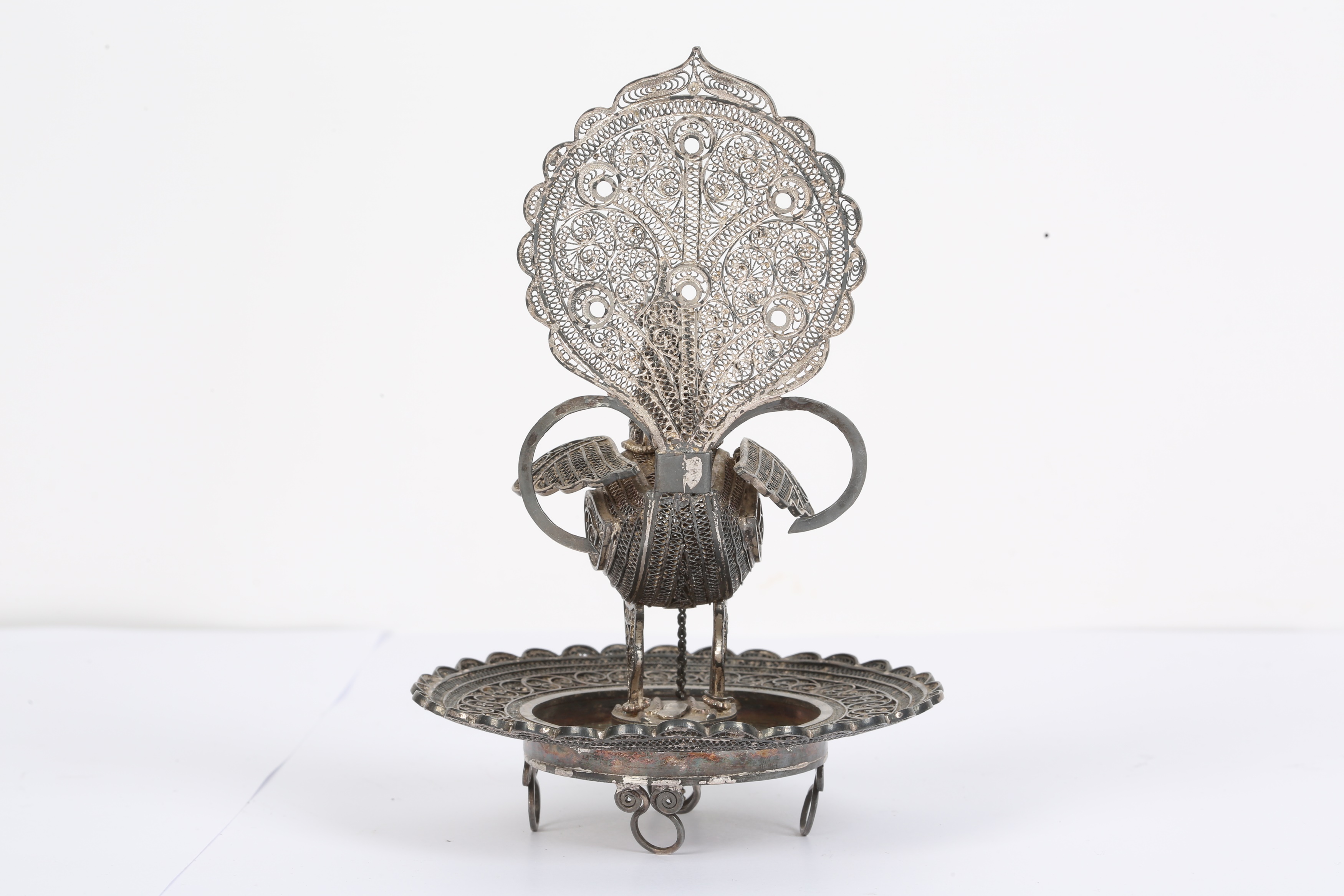 Lot 229 - AN INDIAN SILVER FILIGREE INCENSE CONTAINER