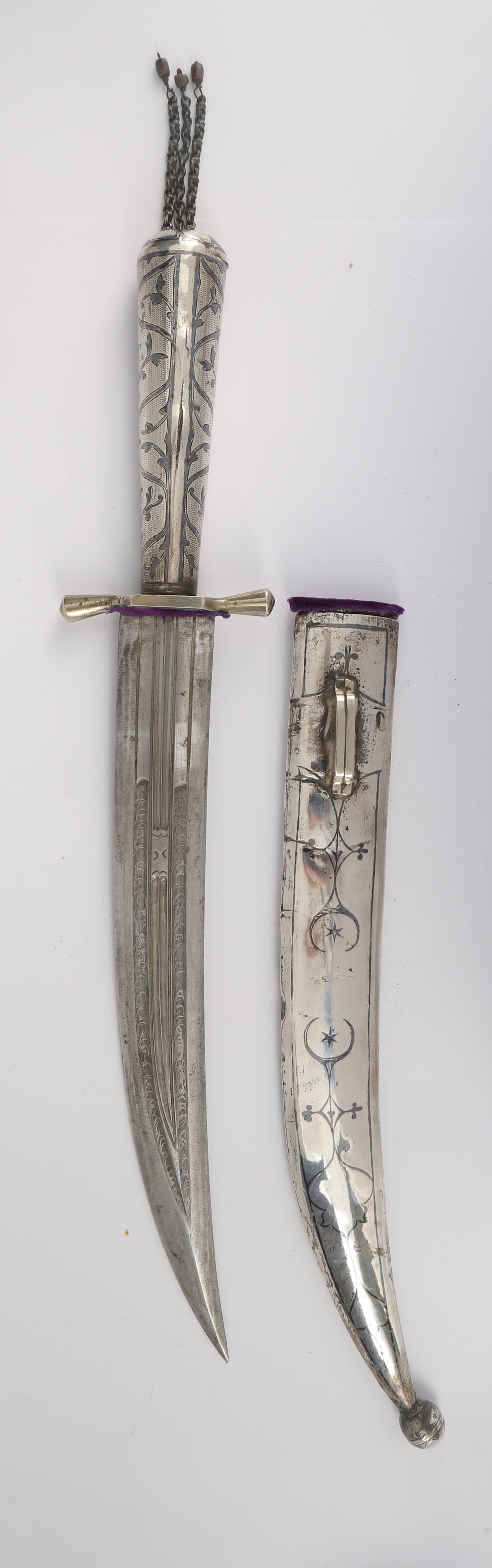 Lot 125 - A CAUCASIAN SILVER DAGGER Possibly Georgia,