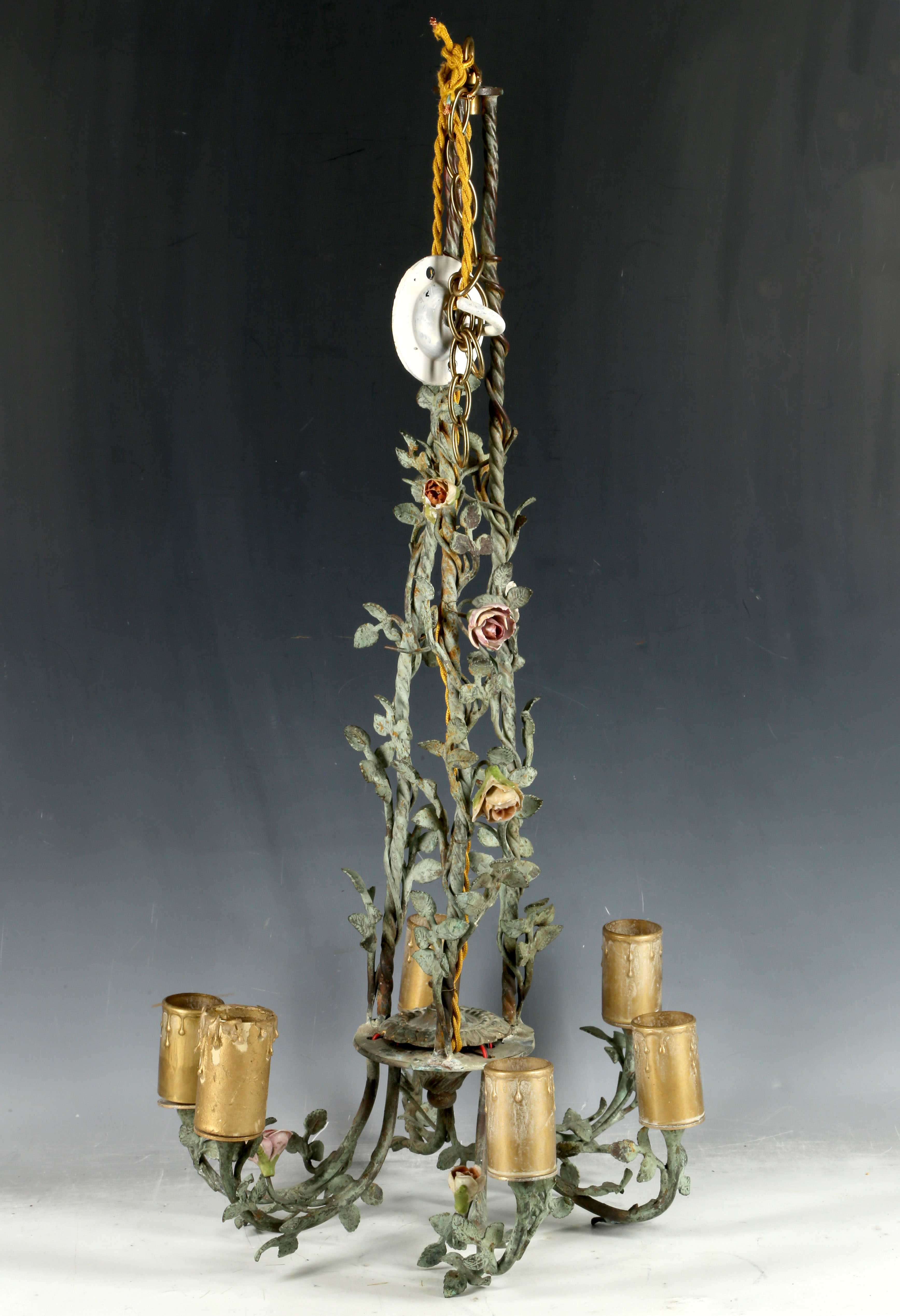 Lot 215 - French bronze electrolier, three twist