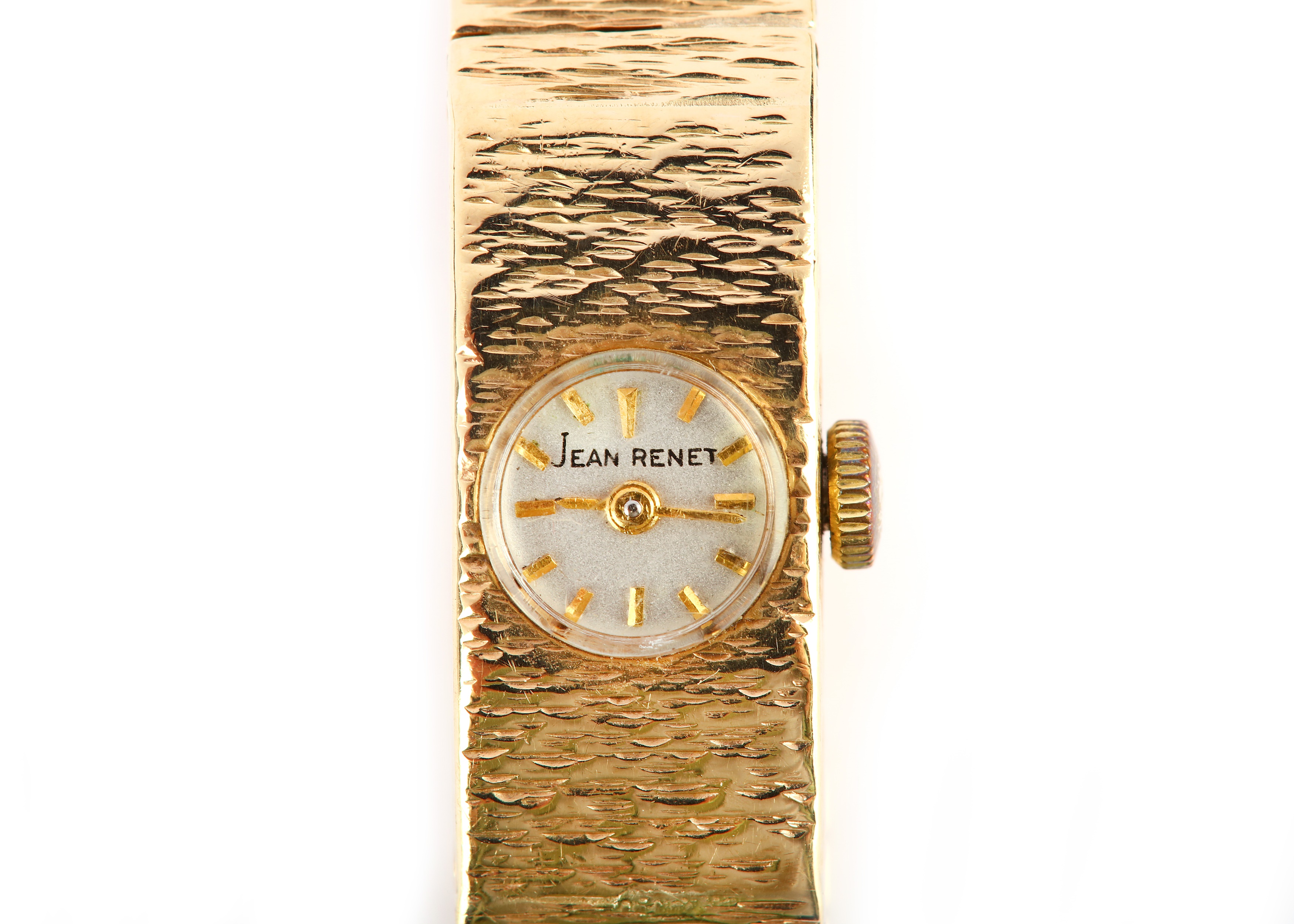 Lot 318 - JEAN RENET. A LADIES 9K GOLD MANUAL WIND