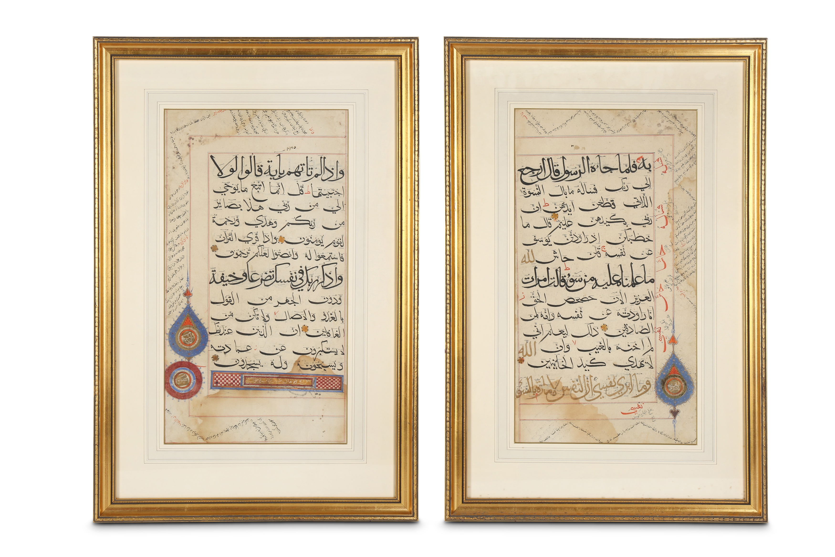 Lot 49 - TWO LOOSE MONUMENTAL INDIAN QUR'ANIC FOLIOS