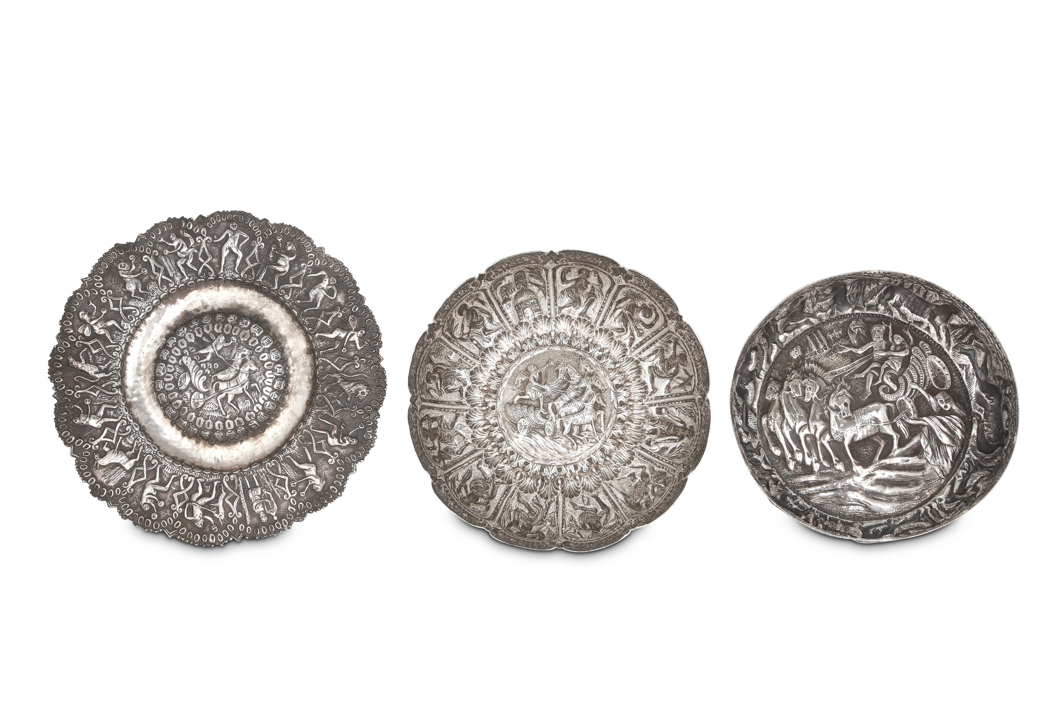 Lot 70 - THREE SILVER REPOUSSÉ VESSELS Ottoman Greece