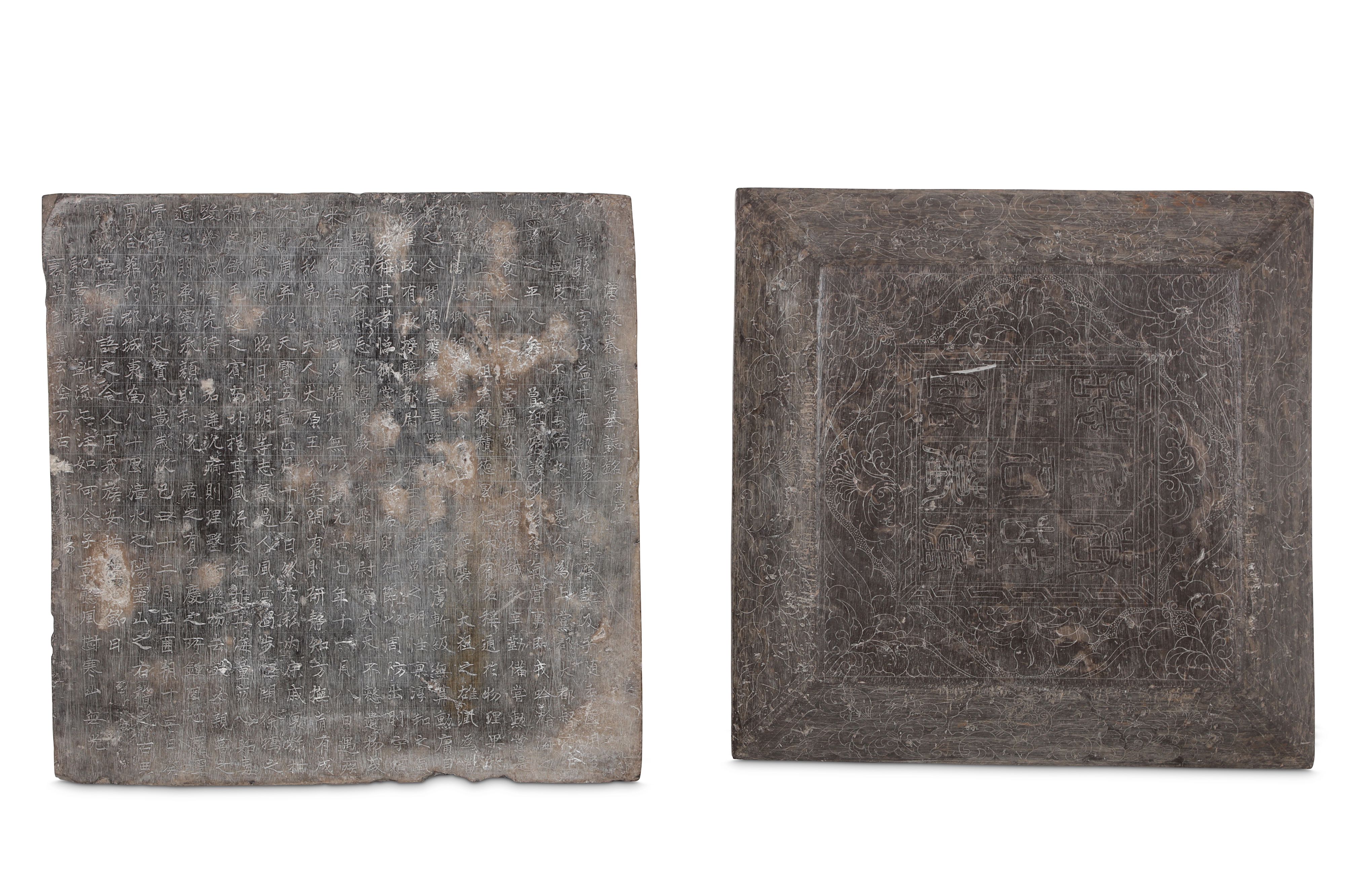 Lot 424 - TWO CHINESE LIMESTONE EPITAPHS. Tang Dynasty.
