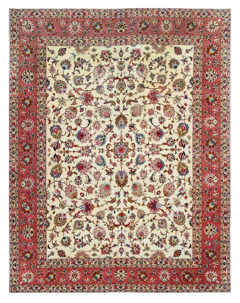 Lot 18 - A VERY FINE PART SILK TABRIZ CARPET,