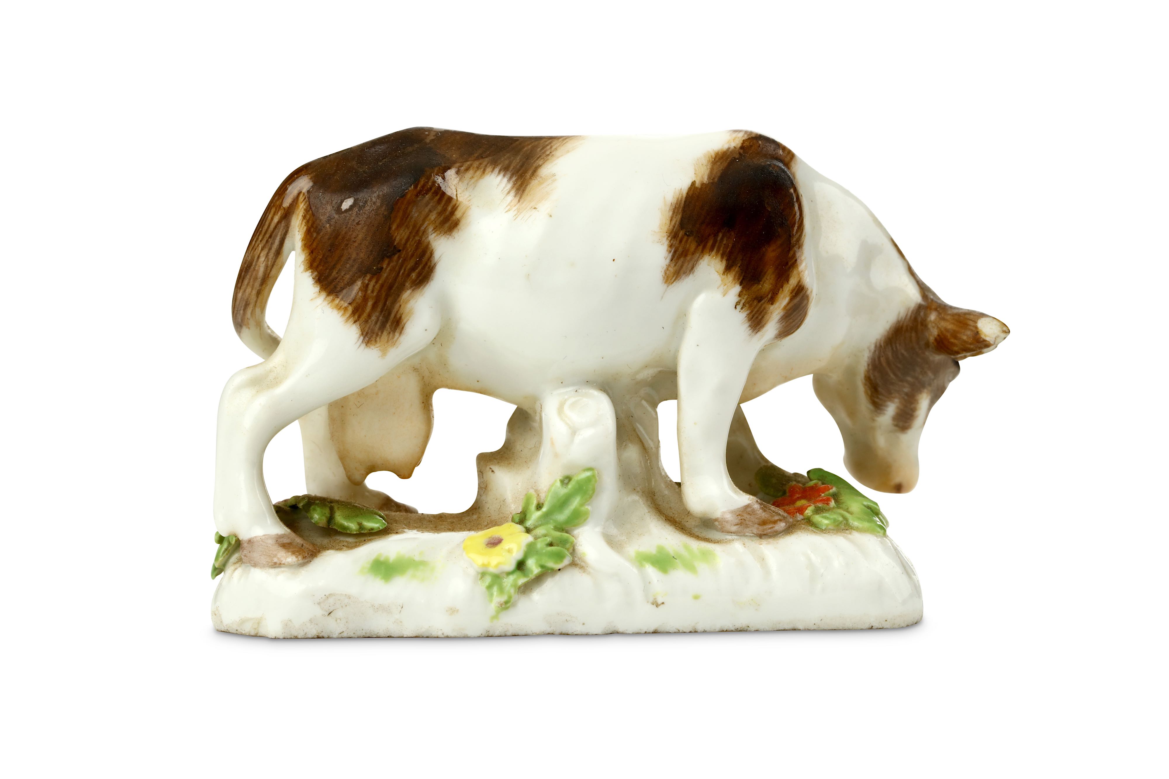 Lot 147 - A MEISSEN PORCELAIN MINIATURE MODEL OF A COW,