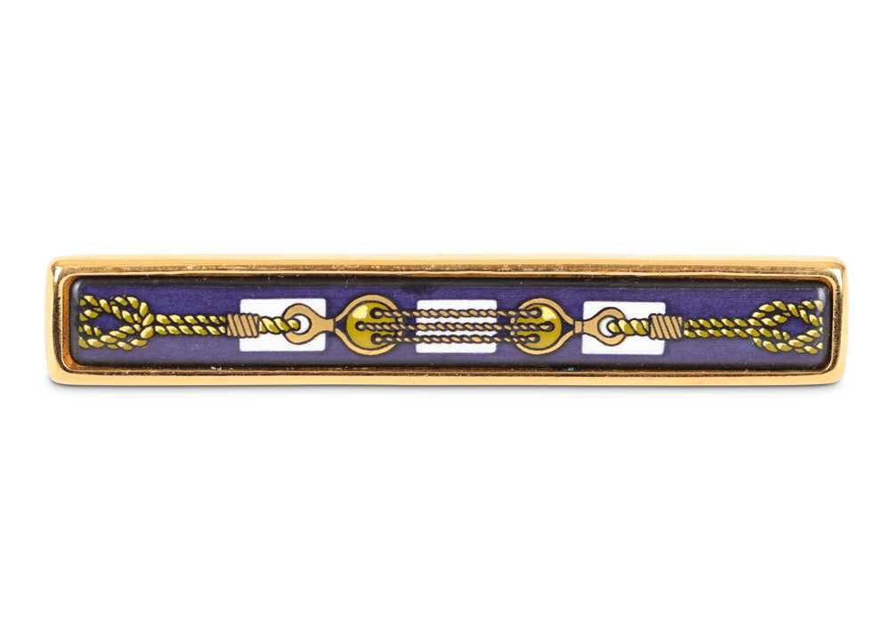 Lot 429 - Hermes Enamel Pin Brooch, gilt metal with