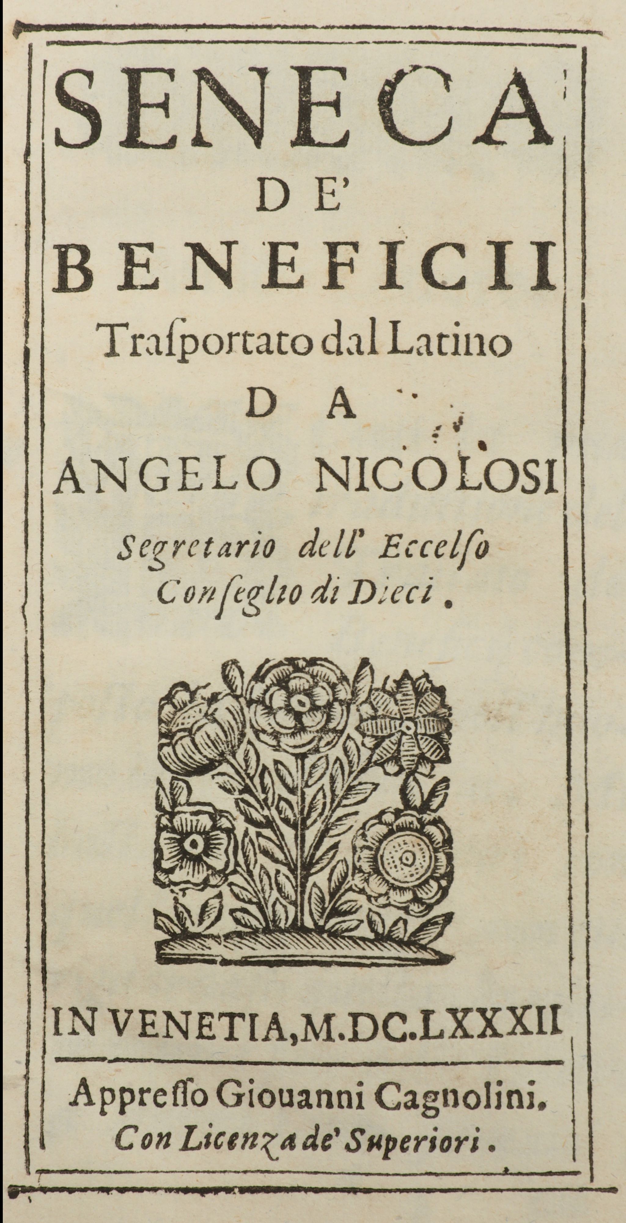 Lot 17 - Classical Culture.- Seneca De beneficiis,