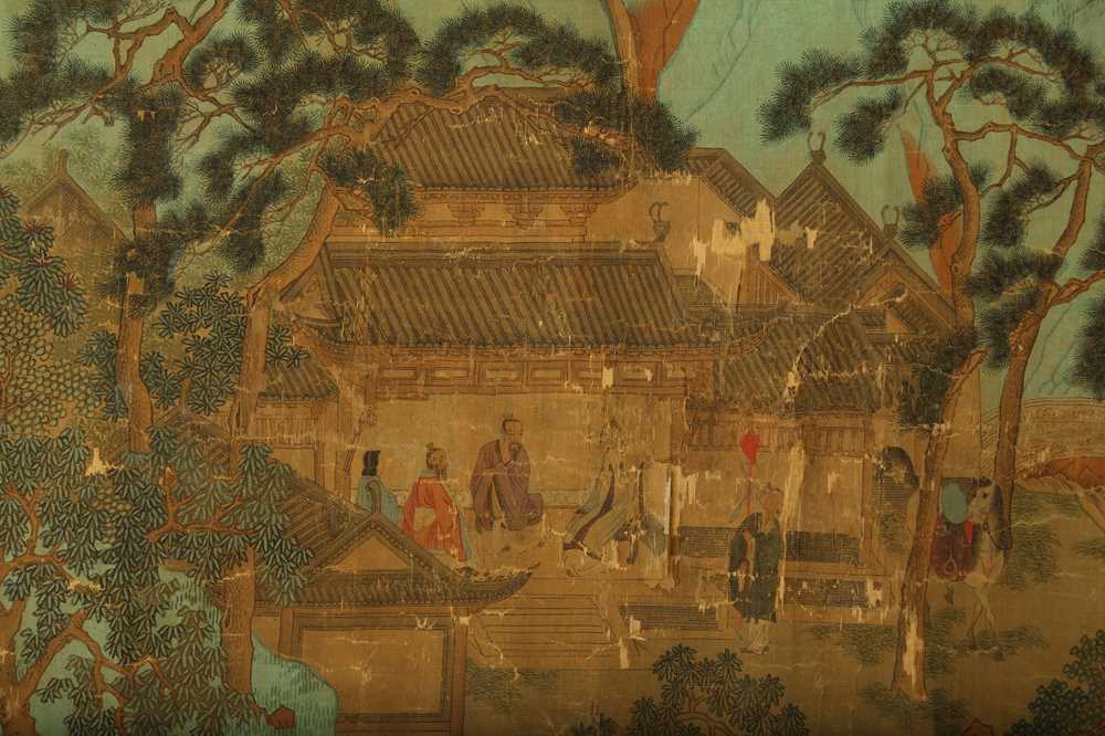 Lot 478 - A CHINESE HANDSCROLL PAINTING ON SILK.