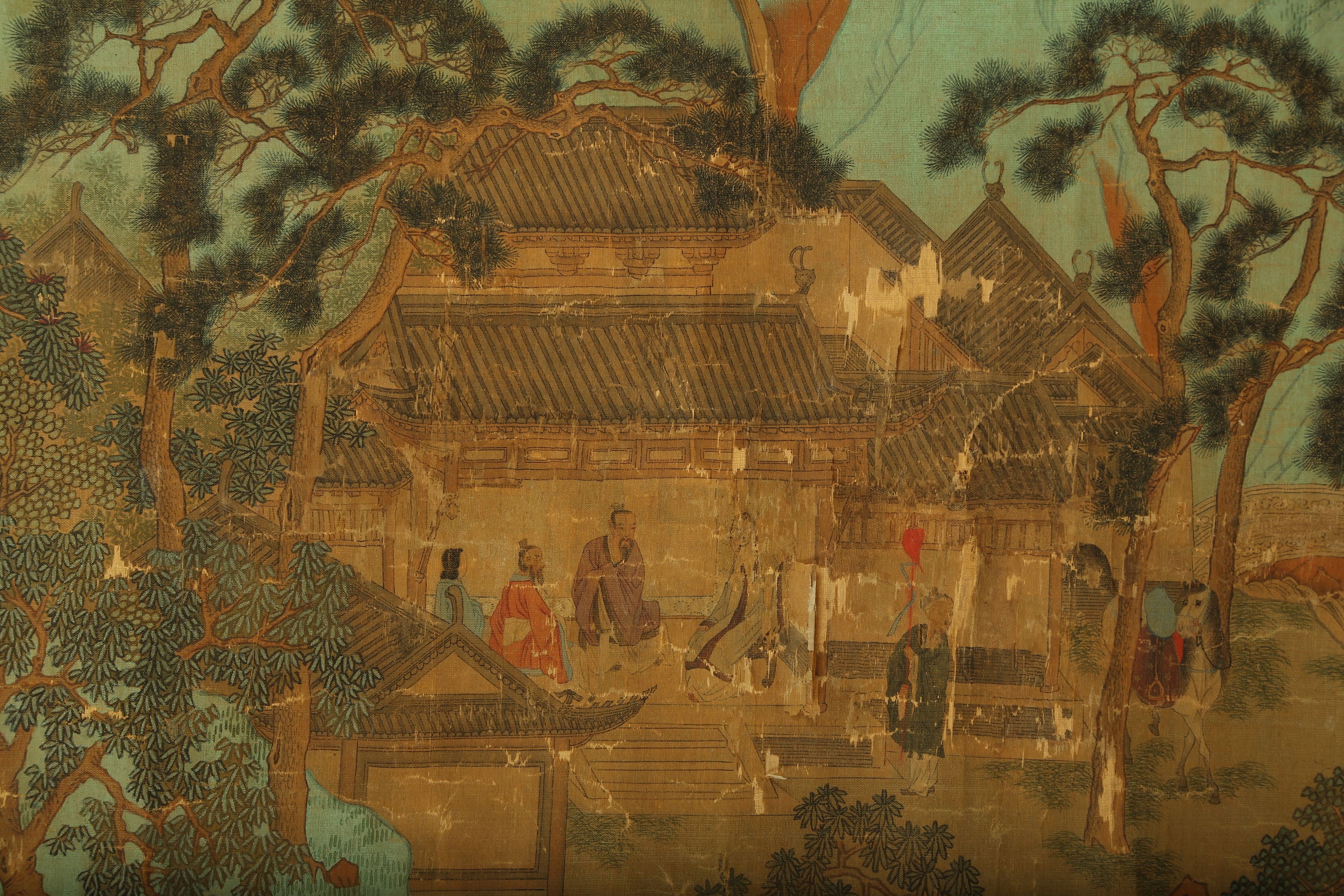 Lot 478 - A CHINESE HANDSCROLL PAINTING ON SILK.