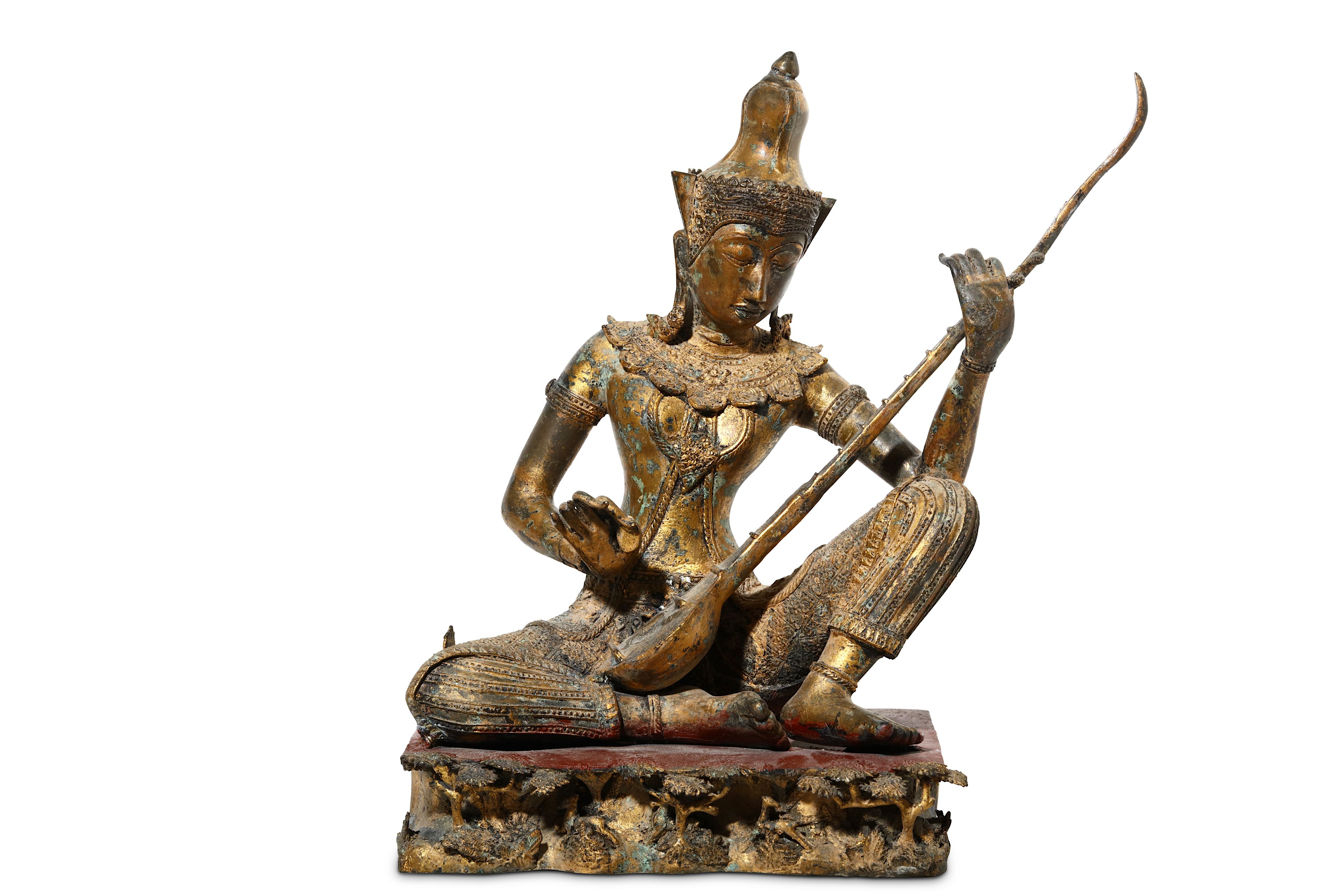 Lot 378 - A THAI GILT METAL FIGURE OF A FEMALE