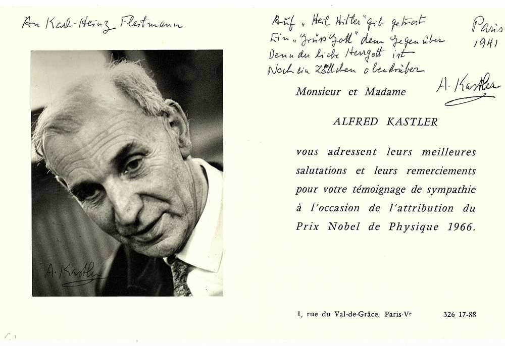 Lot 264 - Kastler (Alfred) Printed invitation card to