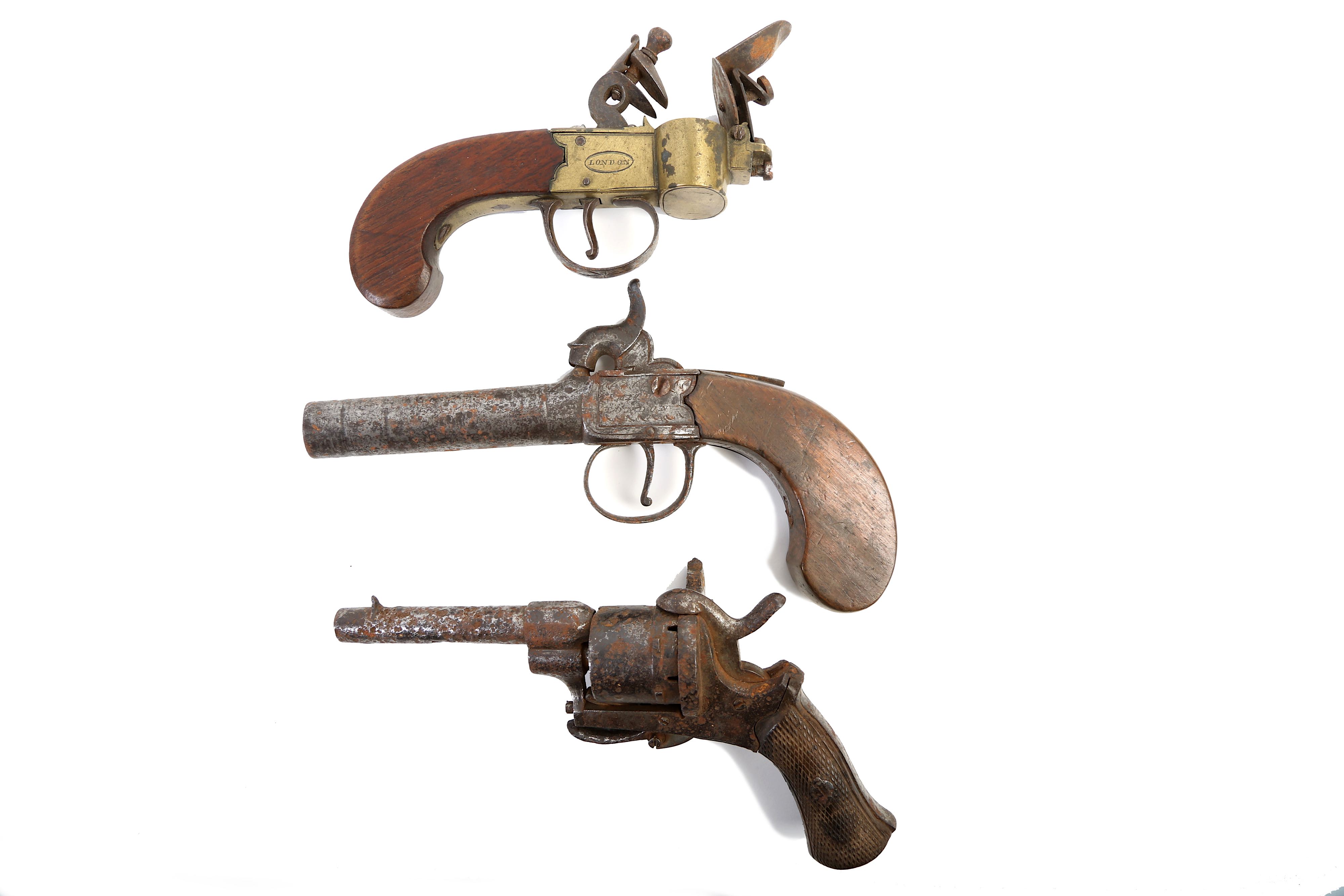 Lot 162 - A flintlock tinder pistol lighter by Laugher