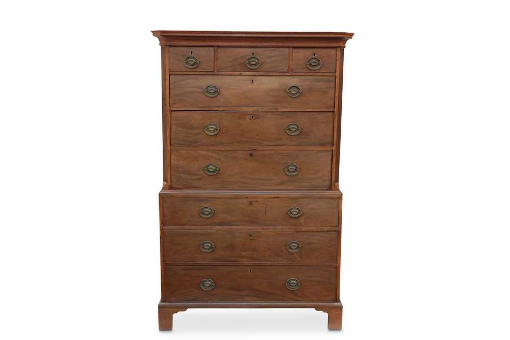 Lot 701 - A George III mahogany chest on chest with