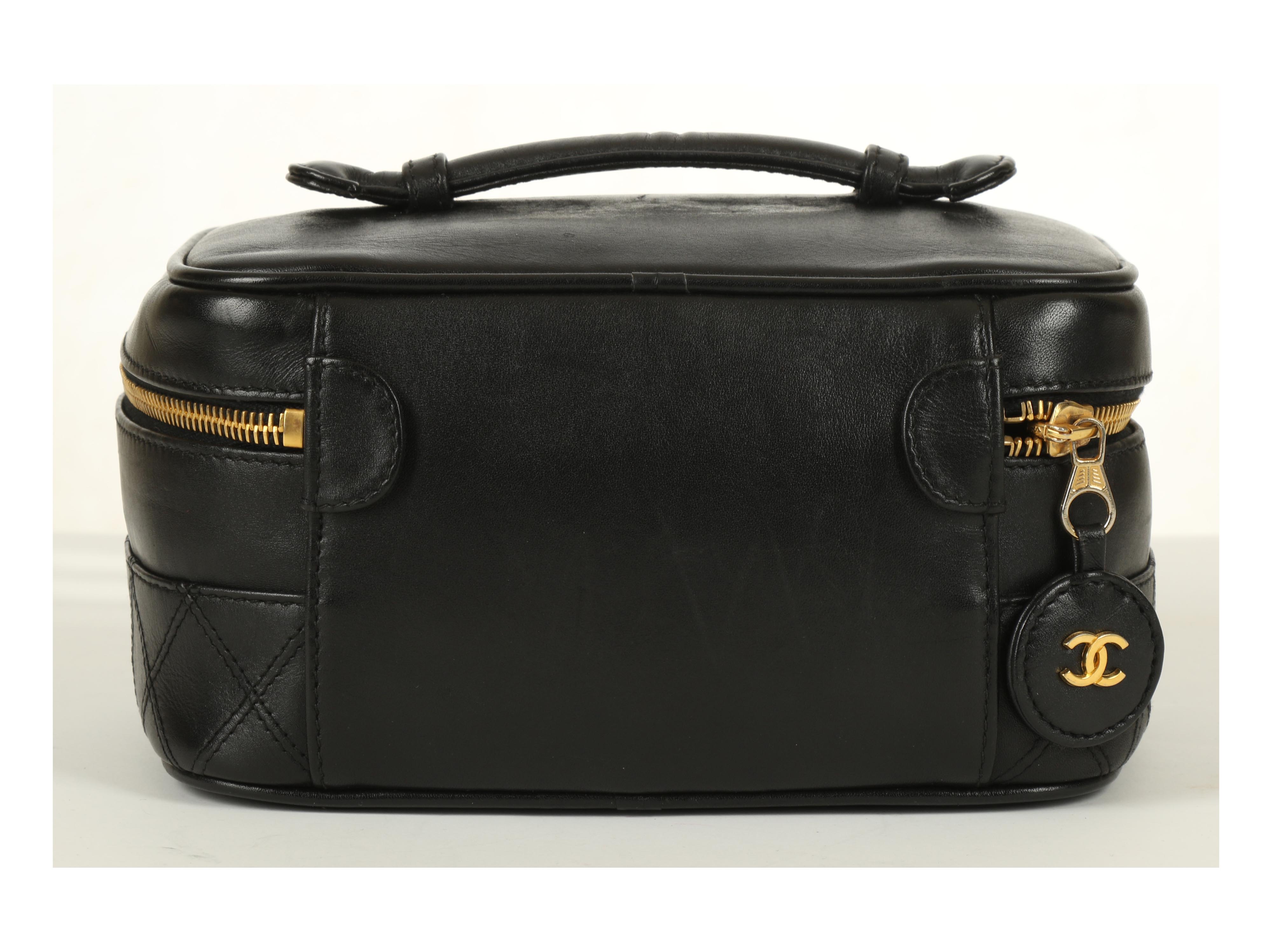 Lot 51 - Chanel Black Leather Rectangular Cosmetic