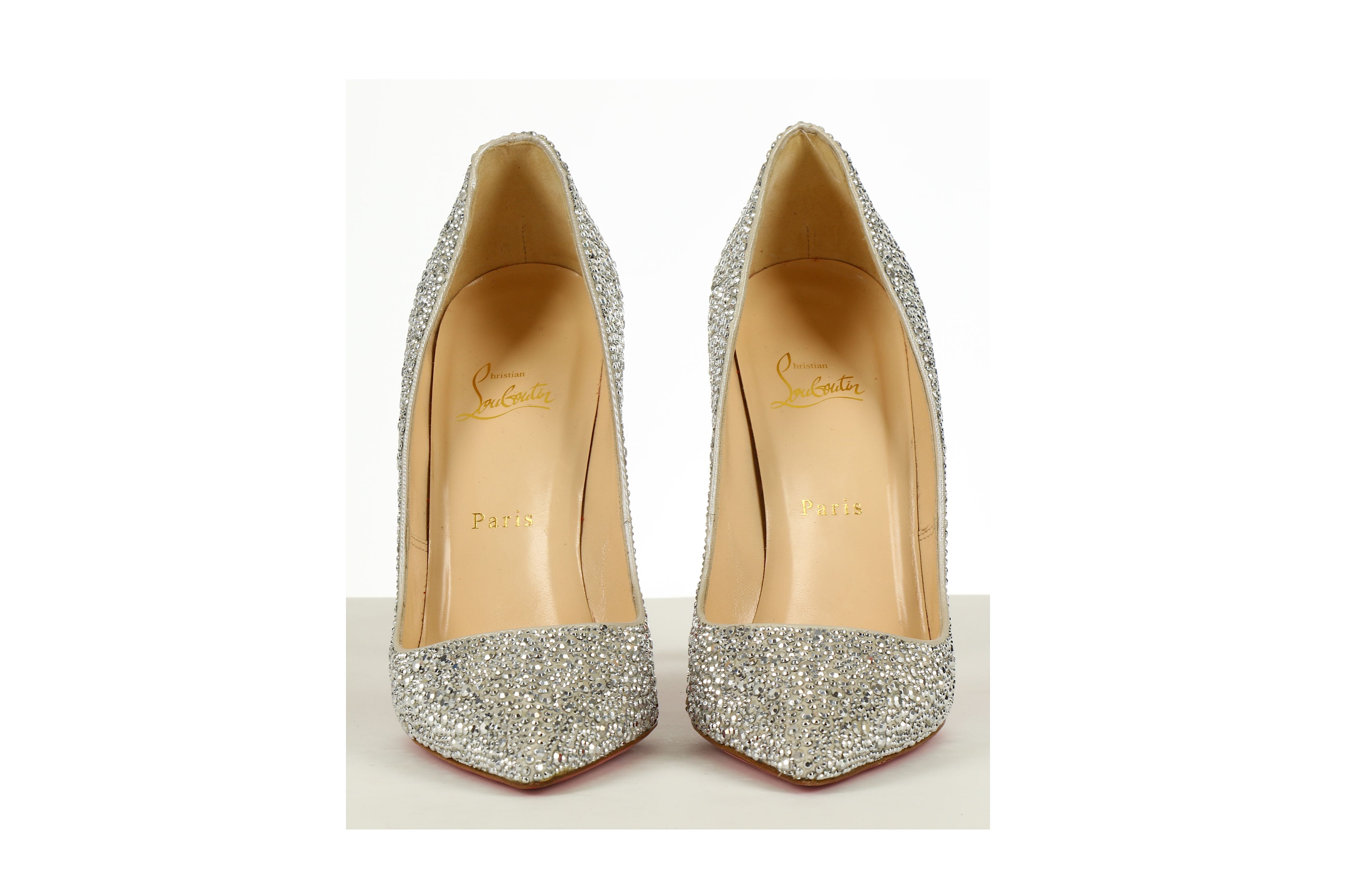 Lot 23 - Christian Louboutin Crystal So Kate Heels,