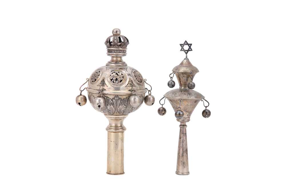 Lot 110 - Two silver Rimonims/Torah finials, including