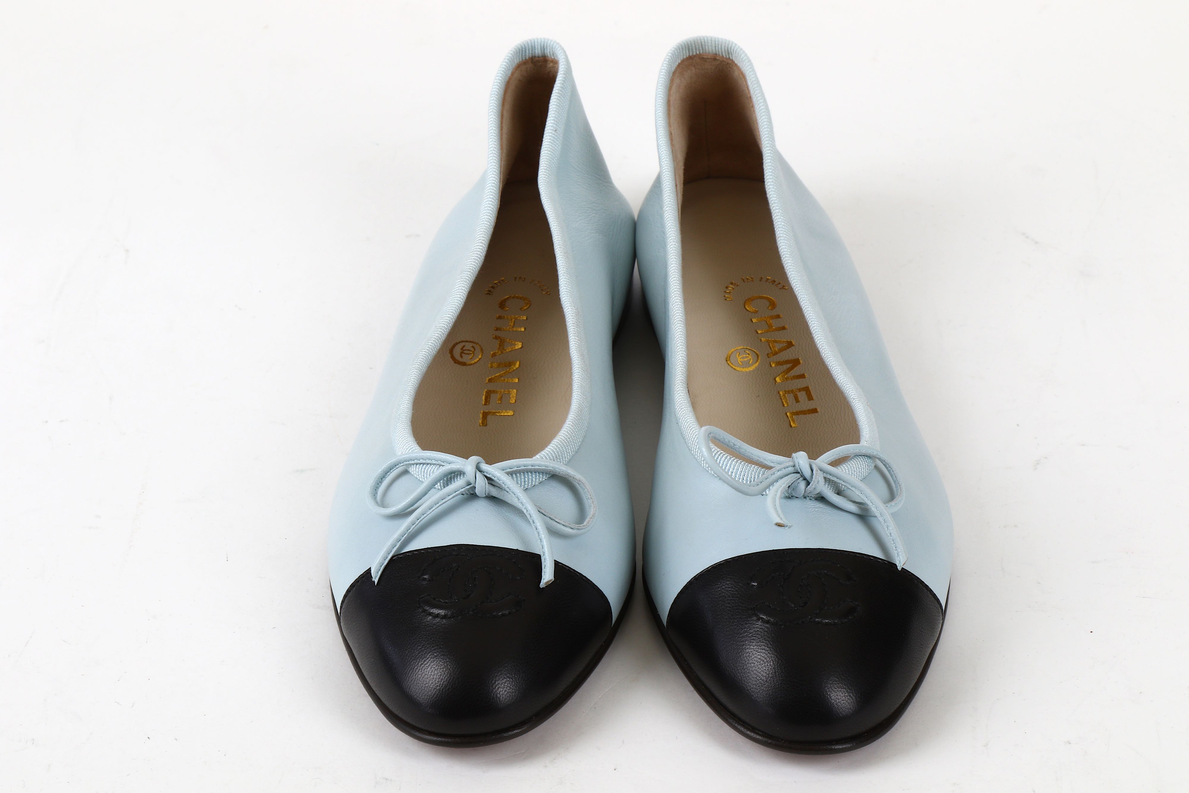 Lot 359 - Chanel Two-Tone Ballet Flats, ice blue and