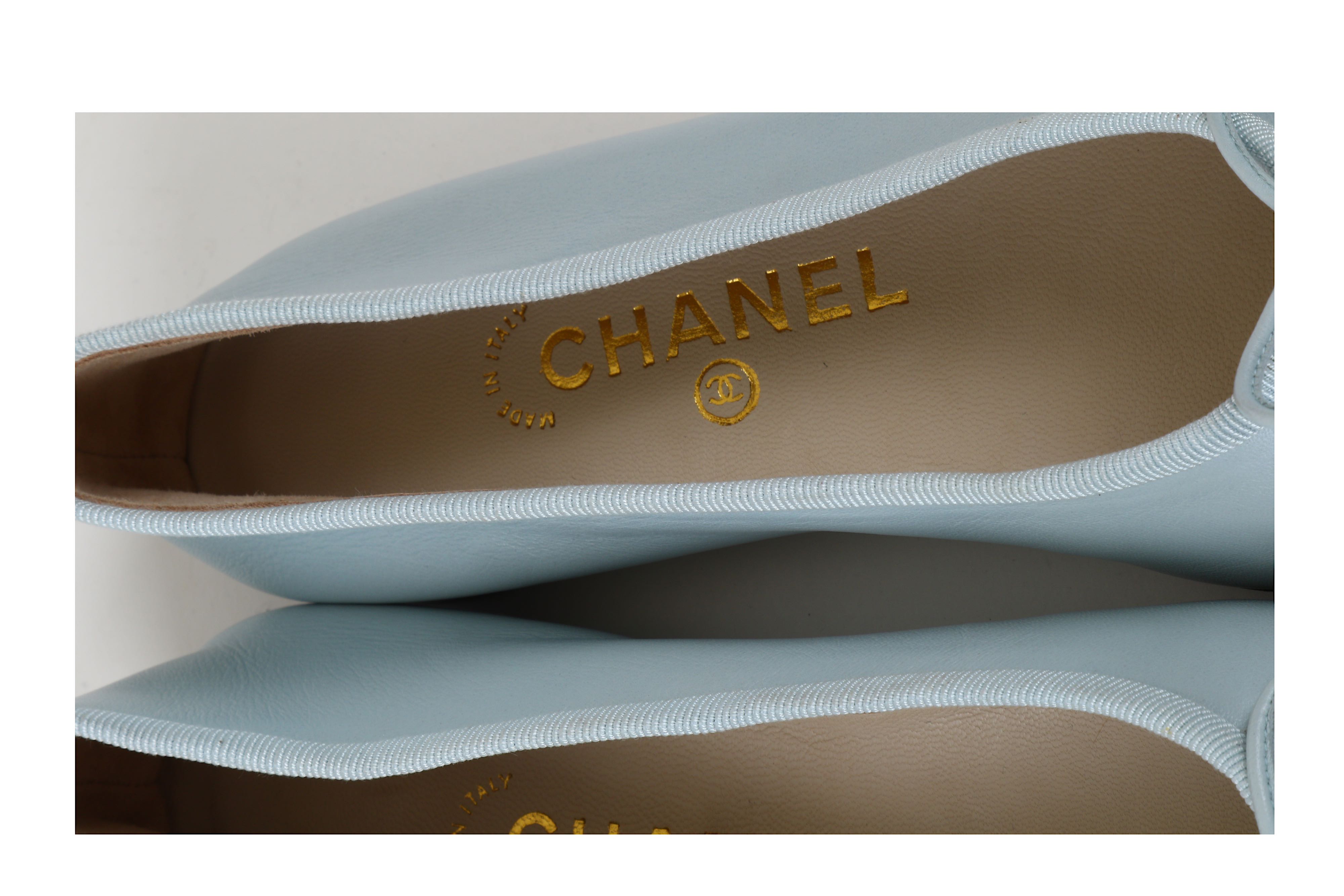 Lot 359 - Chanel Two-Tone Ballet Flats, ice blue and