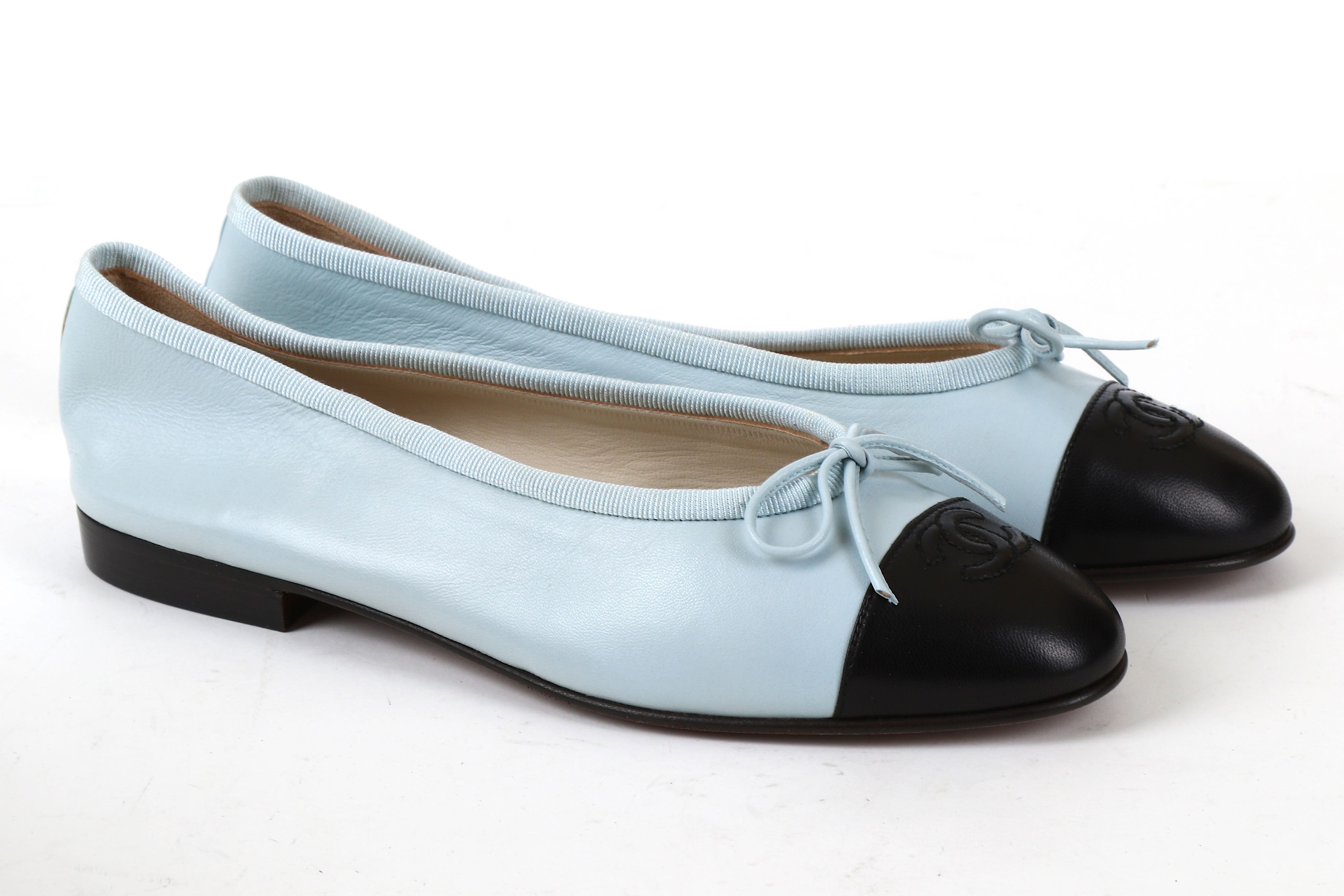 Lot 359 - Chanel Two-Tone Ballet Flats, ice blue and