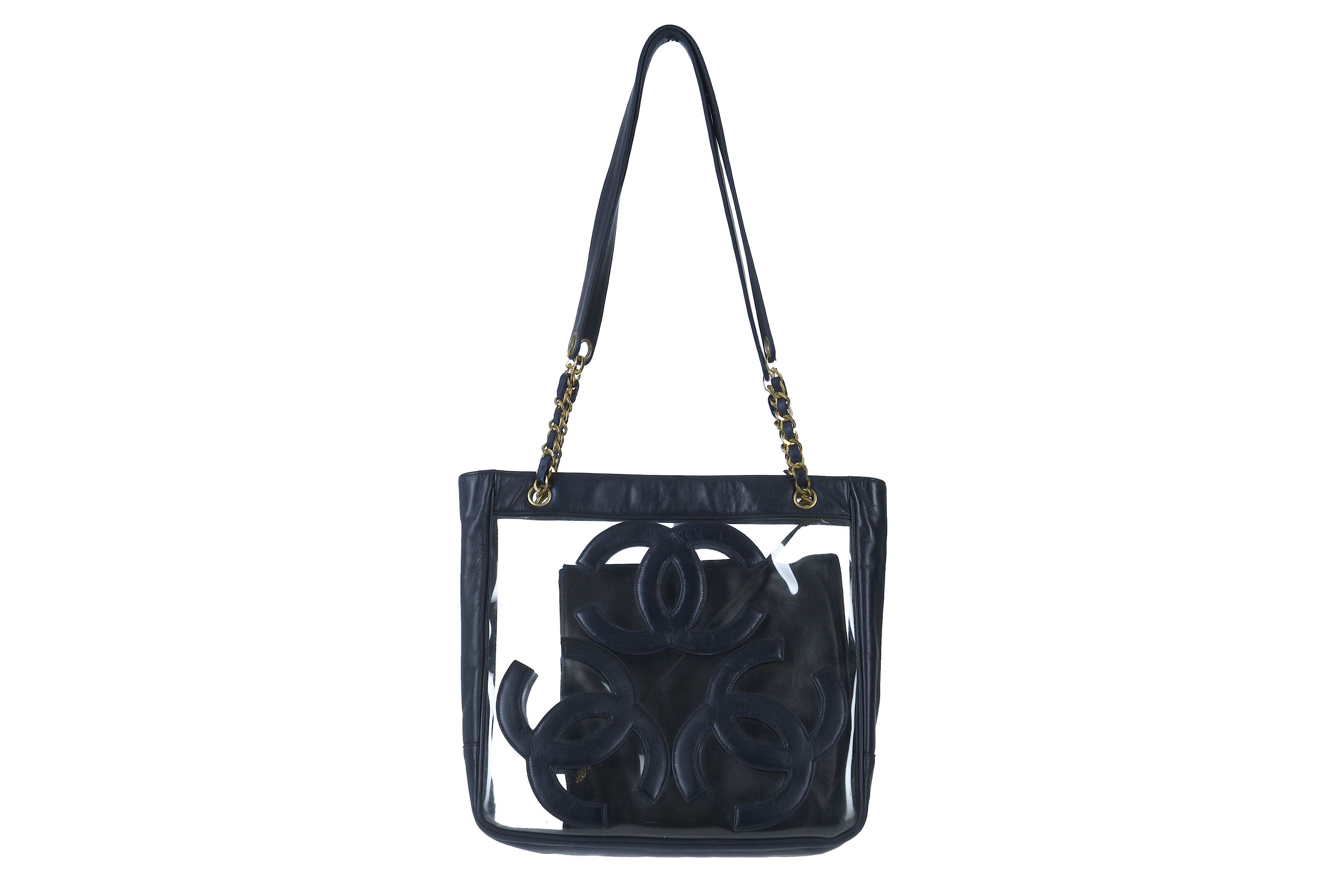 Lot 122 - Chanel PVC Shopper, 1990s, leather trim with
