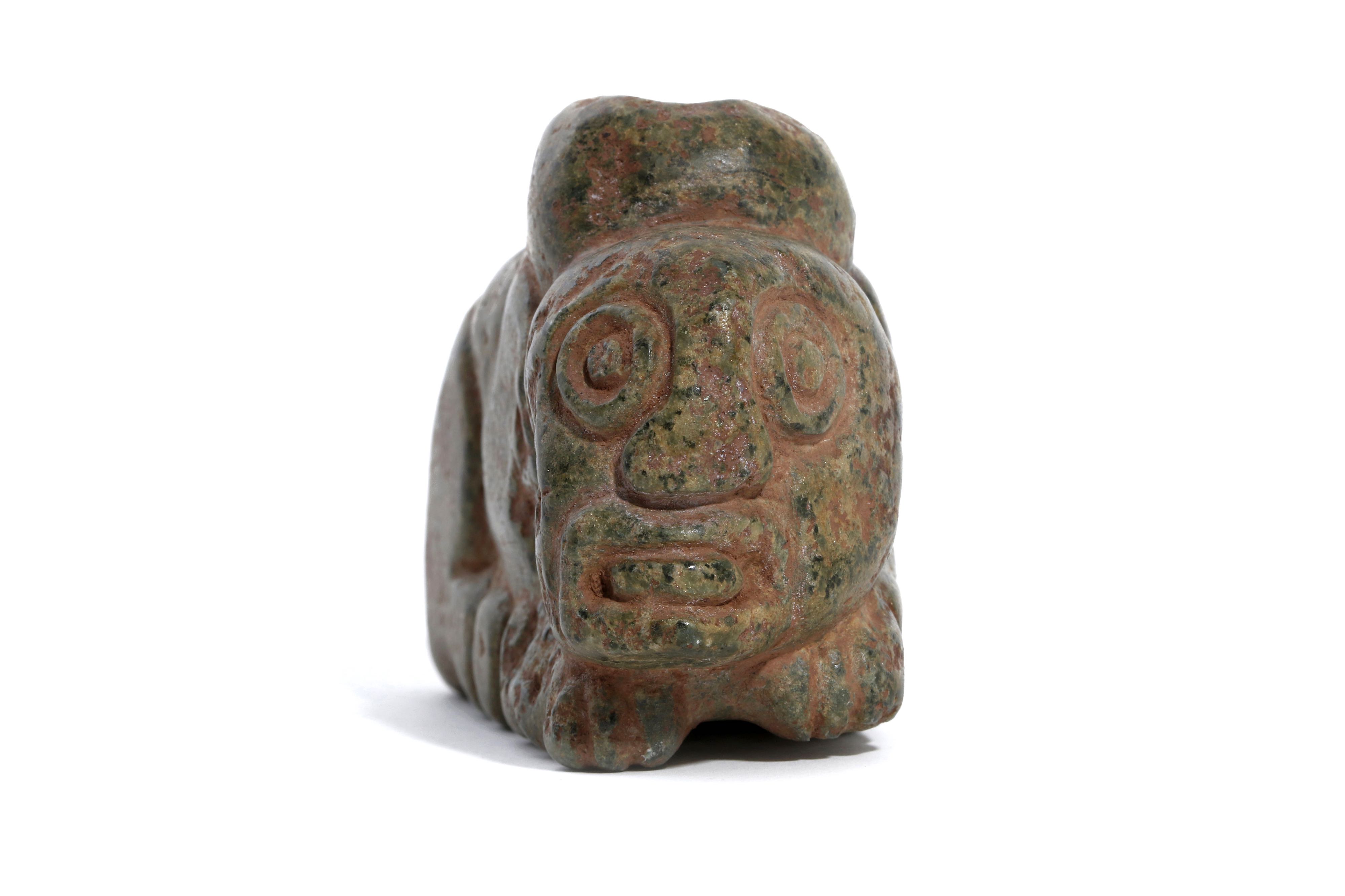 Lot 173 - A PRE-COLUMBIAN GREENSTONE VESSEL, PERU