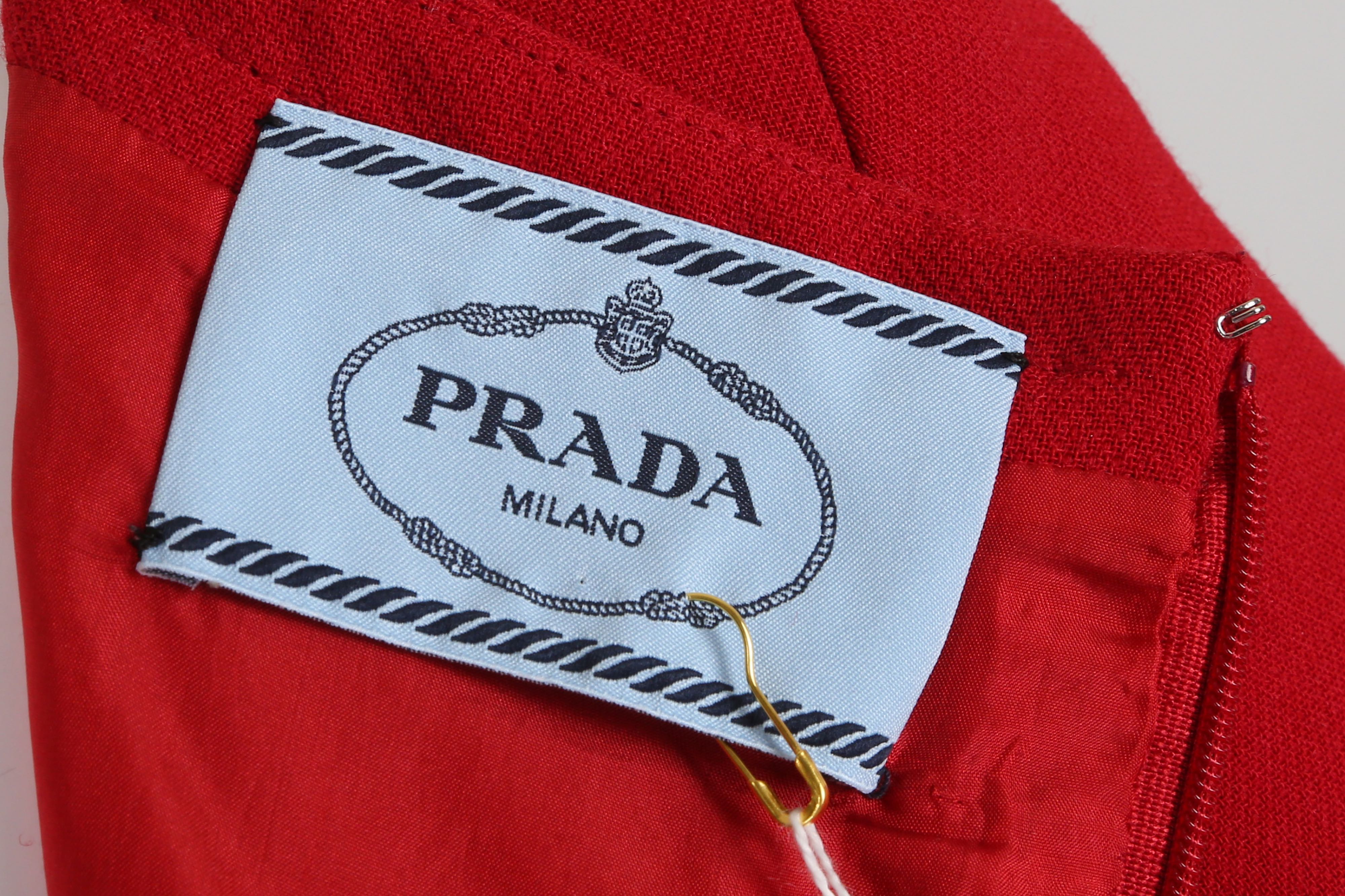 Lot 79 - Prada Red Wool Dress, capped sleeves and deep
