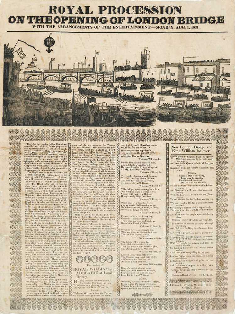 Lot 448 - Broadside.- Catnach (James) Royal Procession