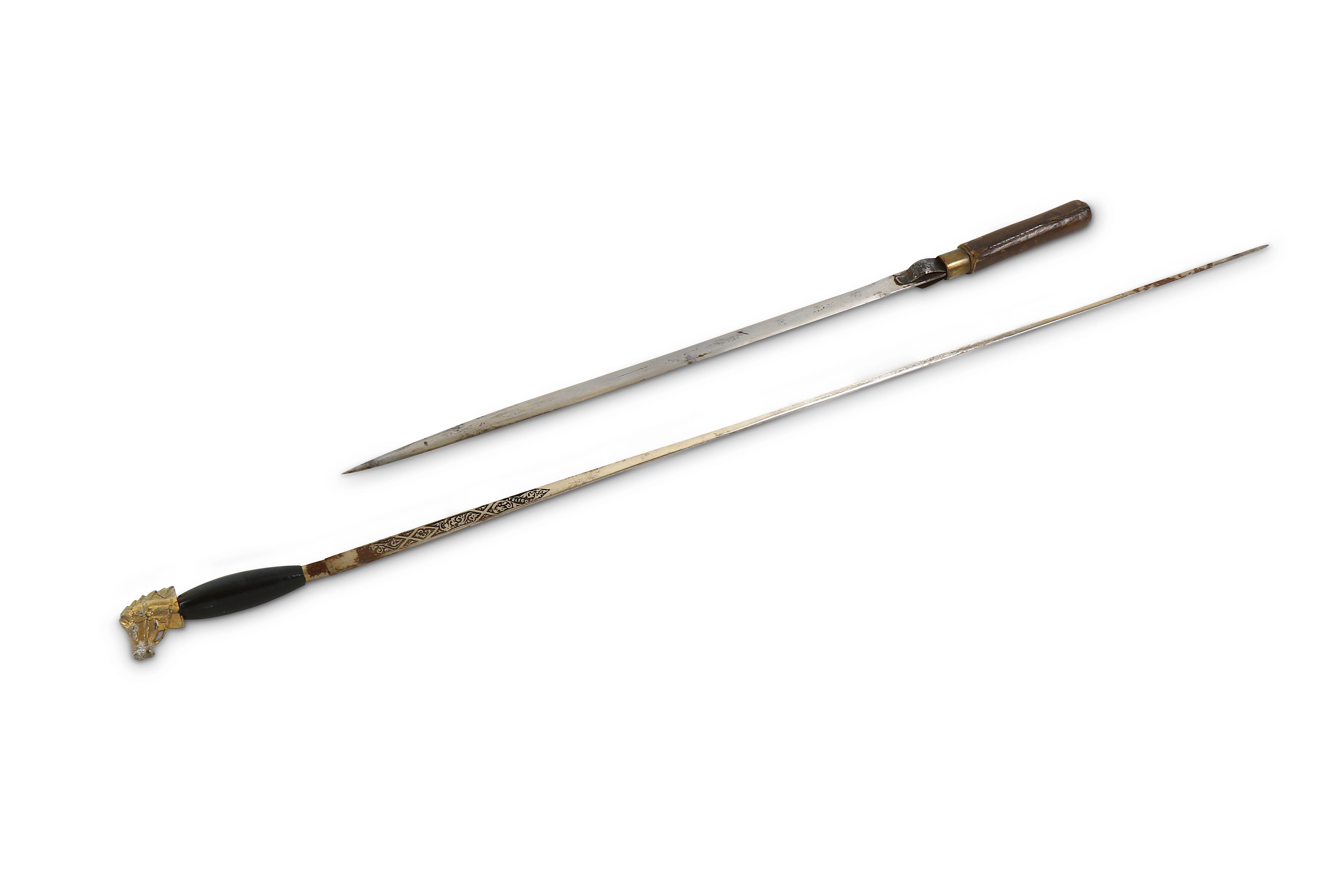 Lot 139 - Two swagger stick type sword (dagger) sticks.